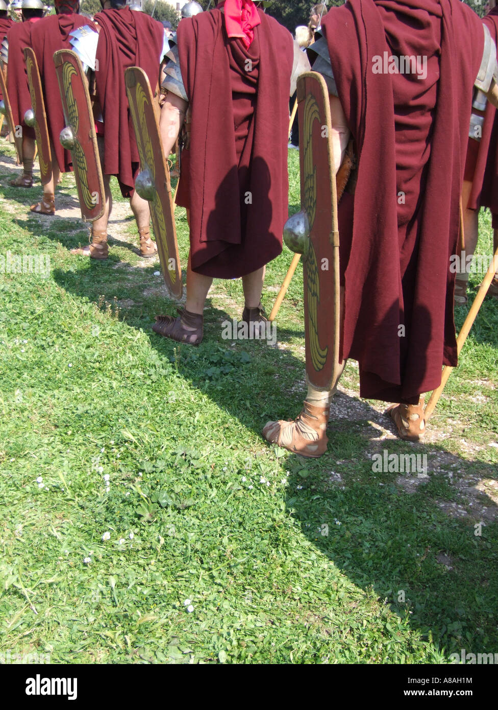 Roman soldiers in a procession celebrating the birth of Rome italy ...
