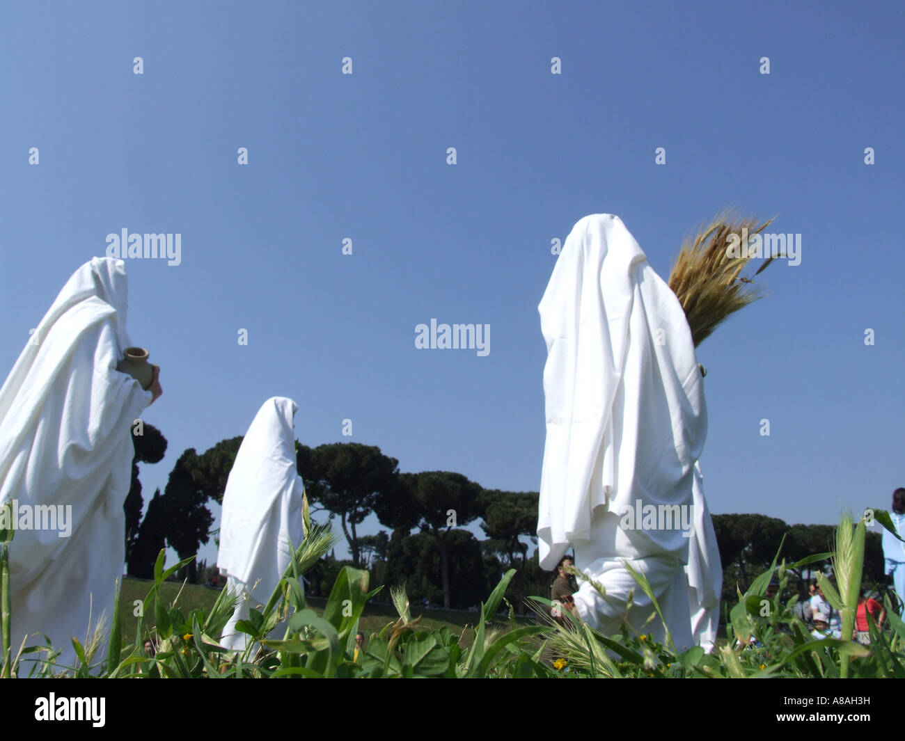 Roman vestal virgins in a procession celebrating the birth of Rome ...