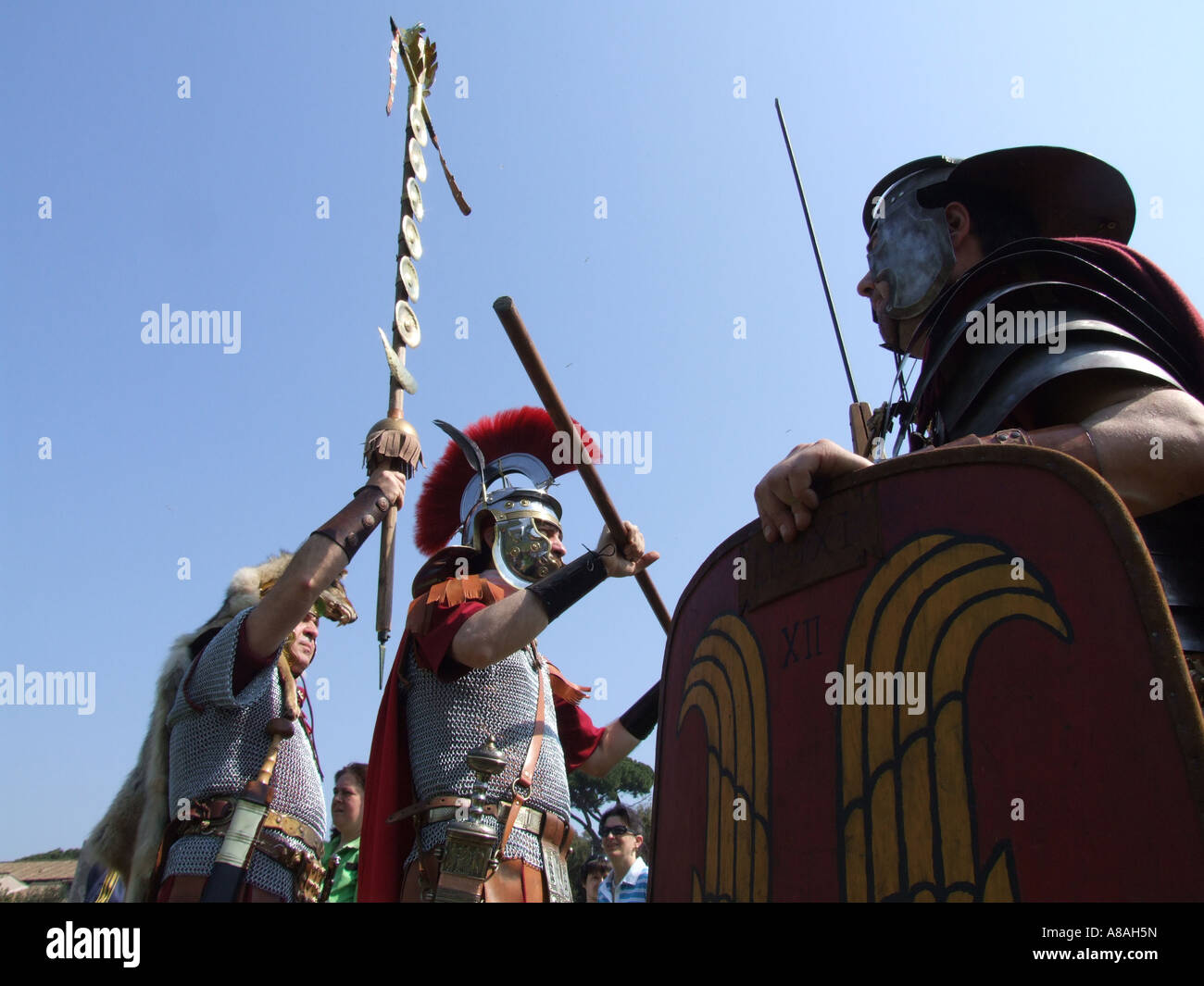 Roman soldiers in a procession celebrating the birth of Rome italy ...