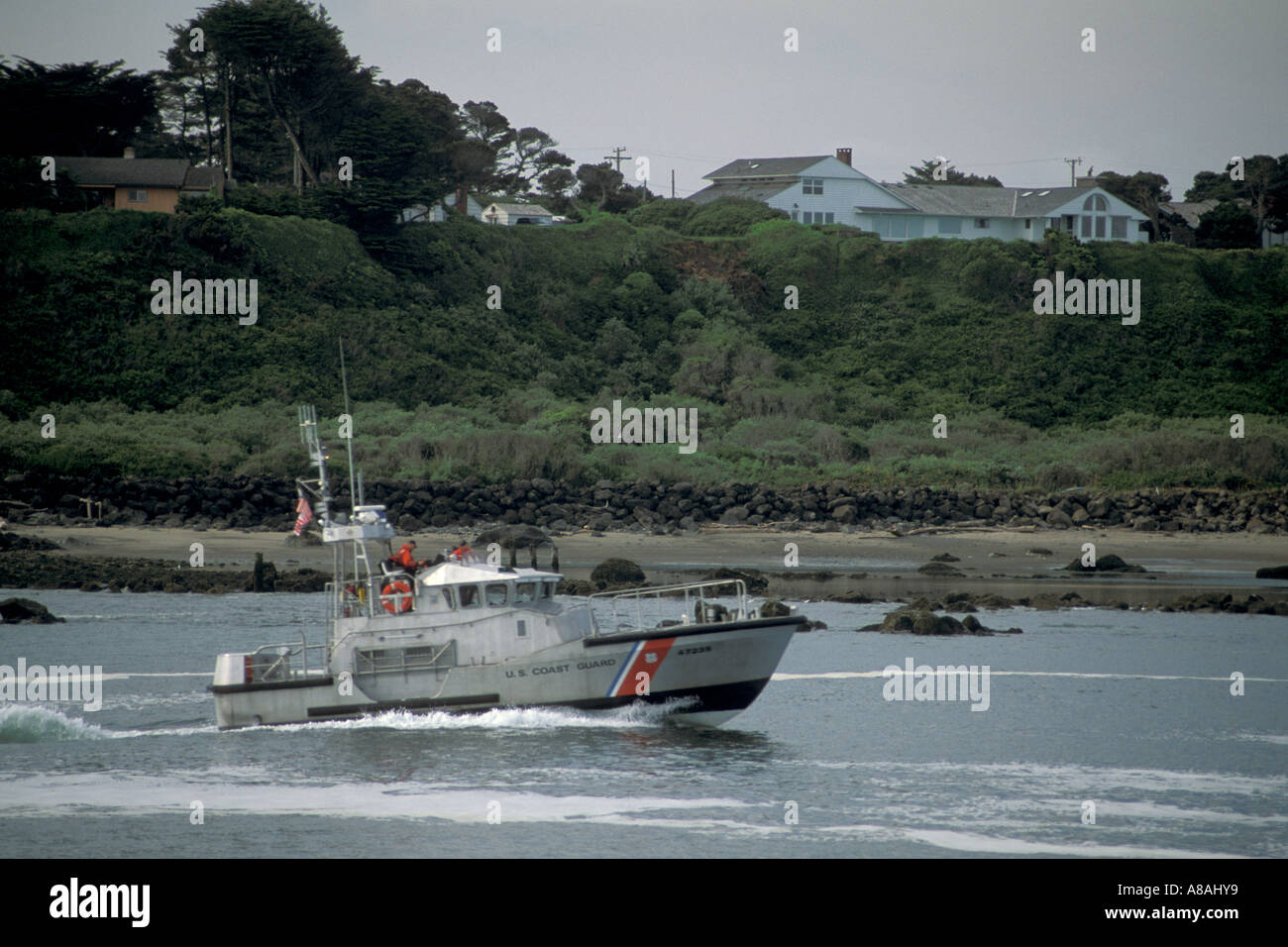 Coast Guard Patrol Boat in the Coquille River from Bullards Beach State ...