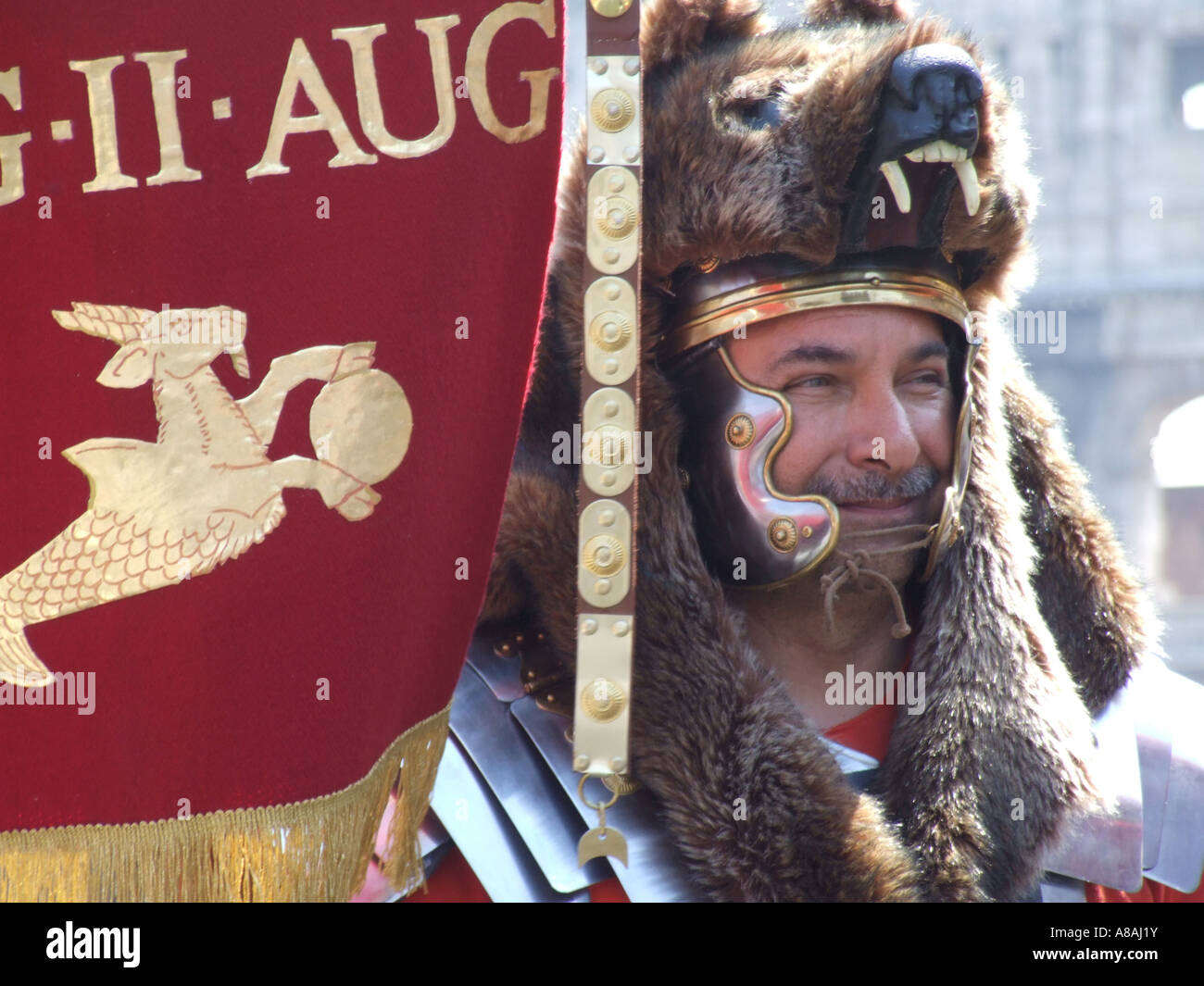Roman soldier in a procession celebrating the birth of Rome italy Stock ...