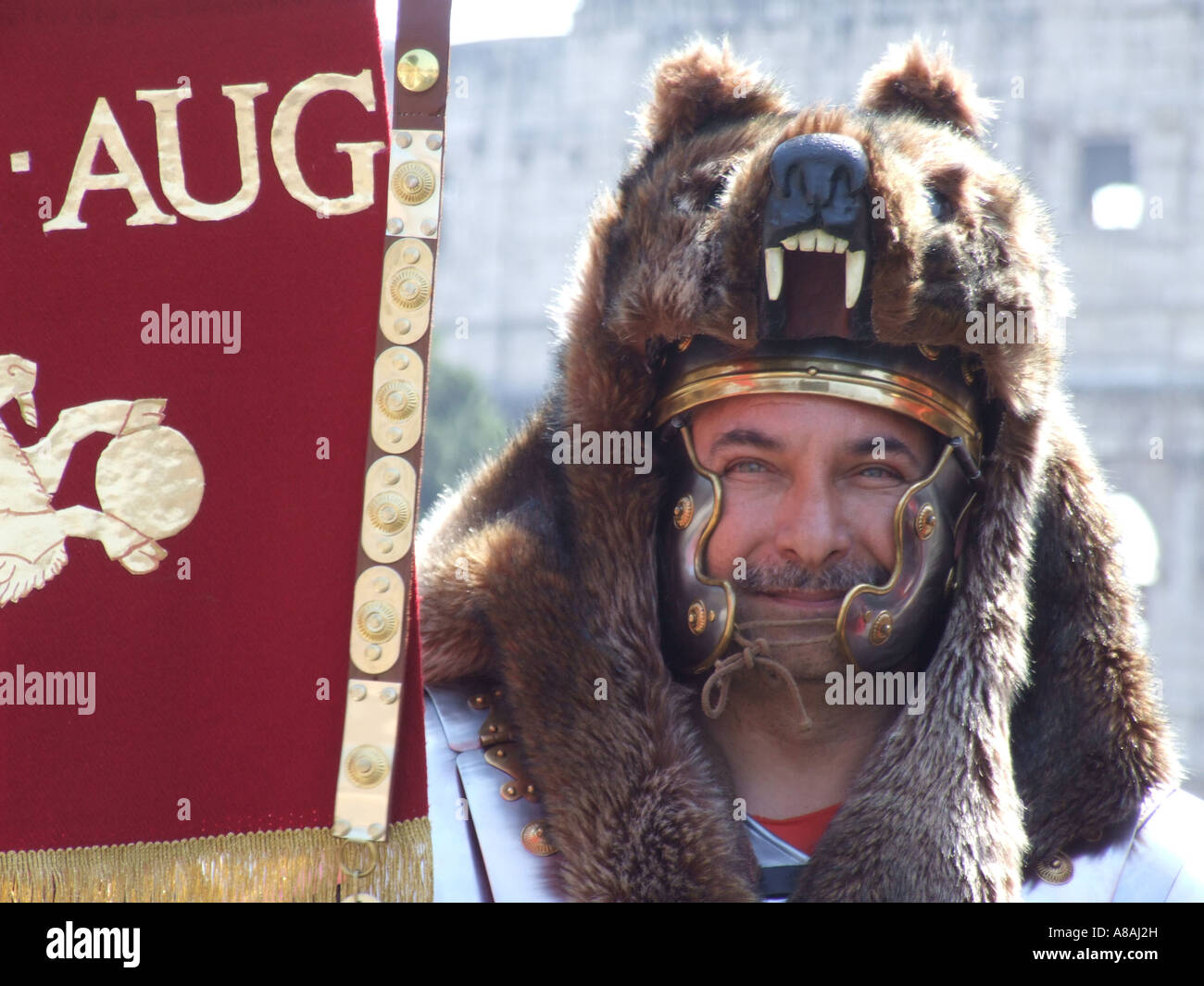 Roman soldier in a procession celebrating the birth of Rome italy Stock ...