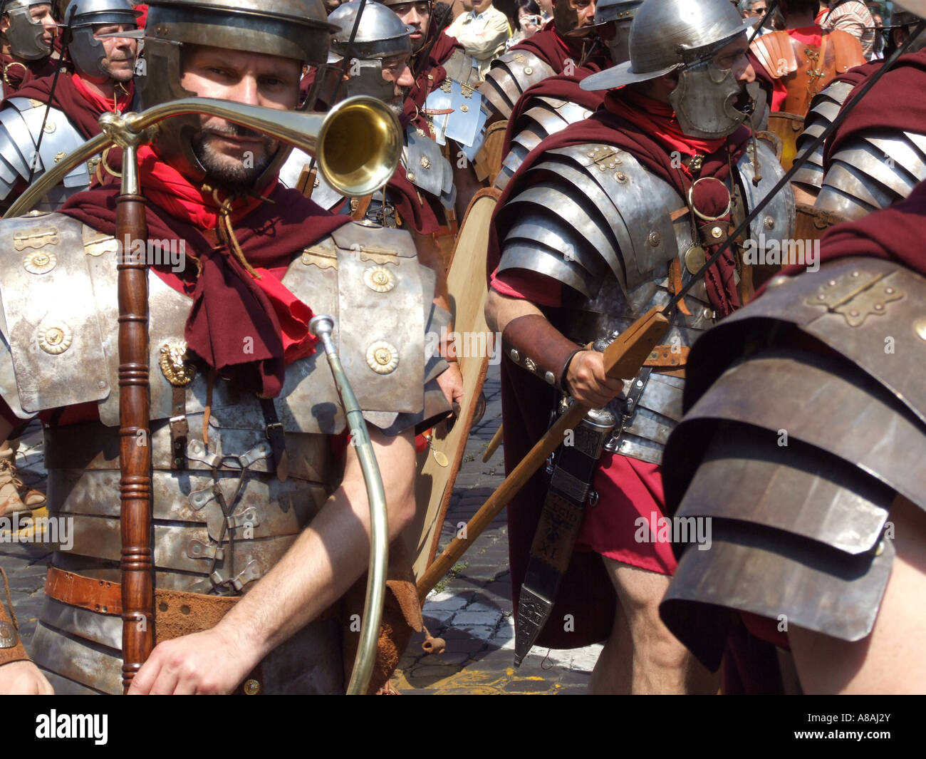 Roman soldiers in a procession celebrating the birth of Rome italy ...