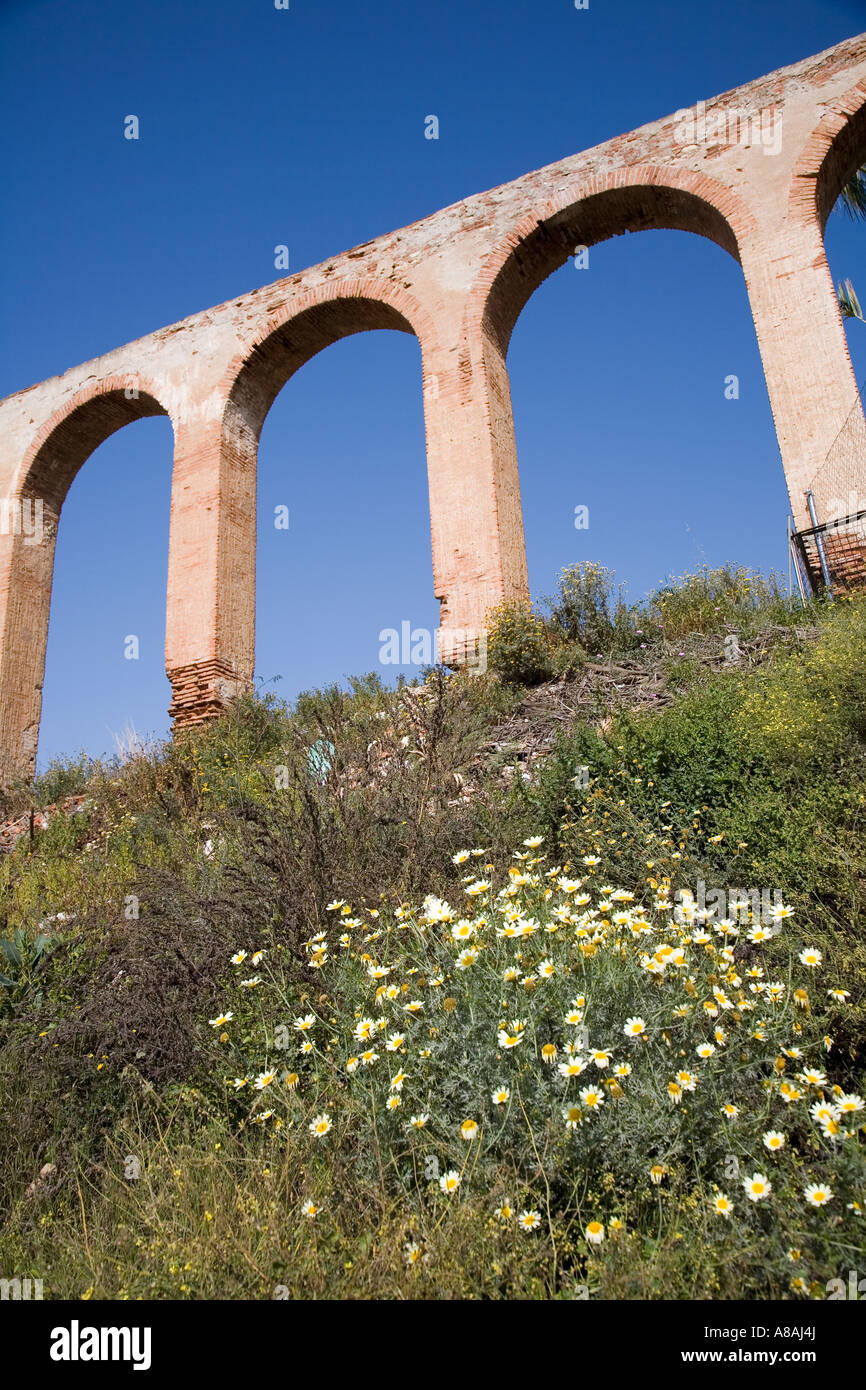 Old viaduct carrying water for irrigation of crops Nerja Andalucia ...