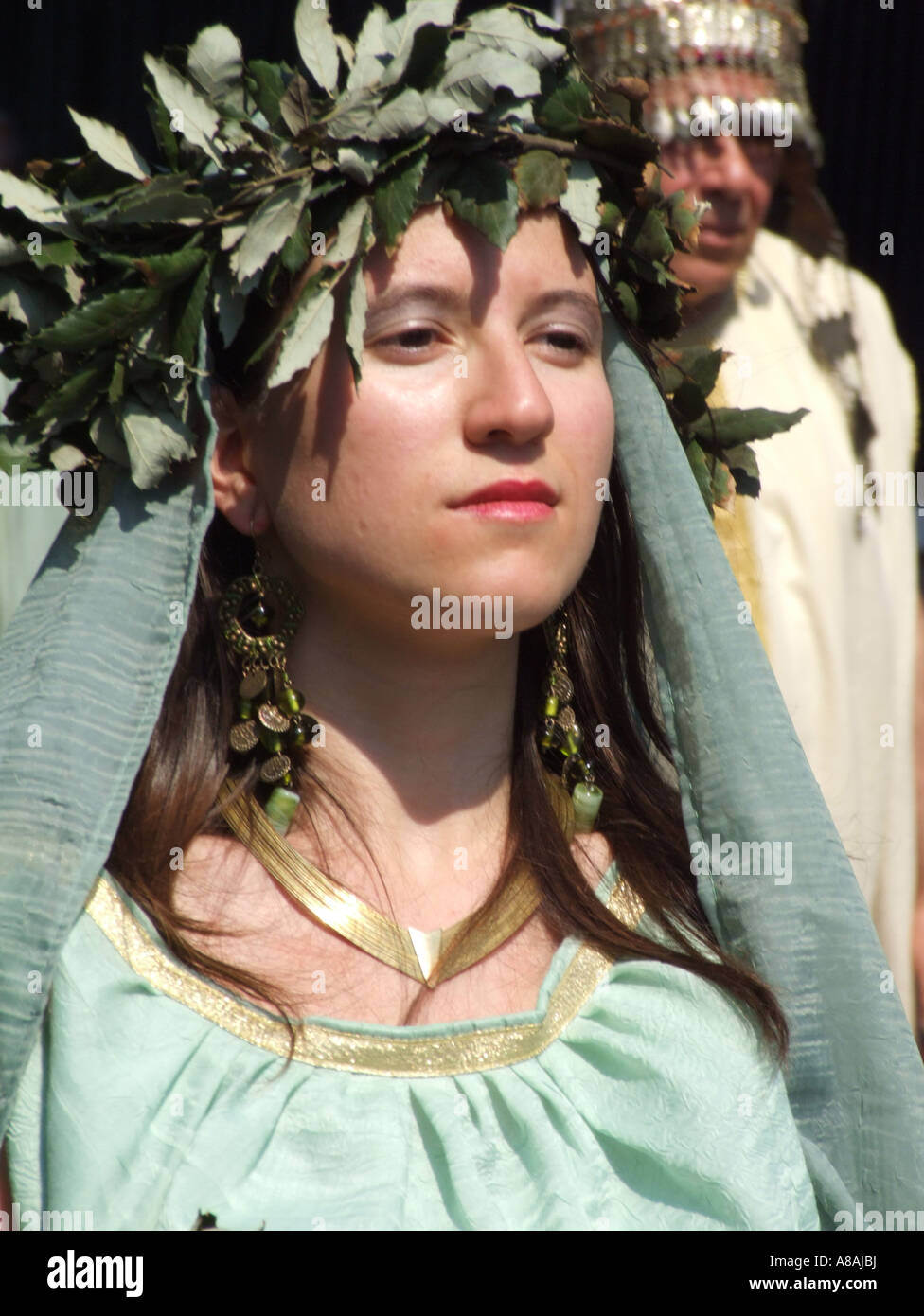 Roman woman in a procession celebrating the birth of Rome italy 2007 ...