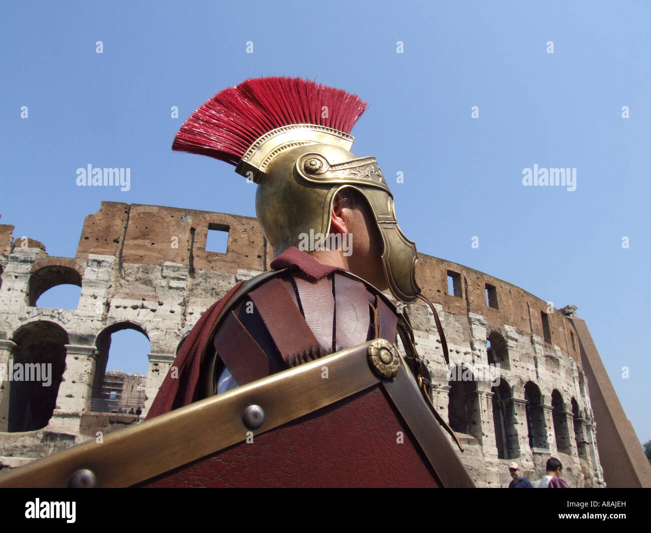Roman soldier in a procession by the colosseum celebrating the birth of ...