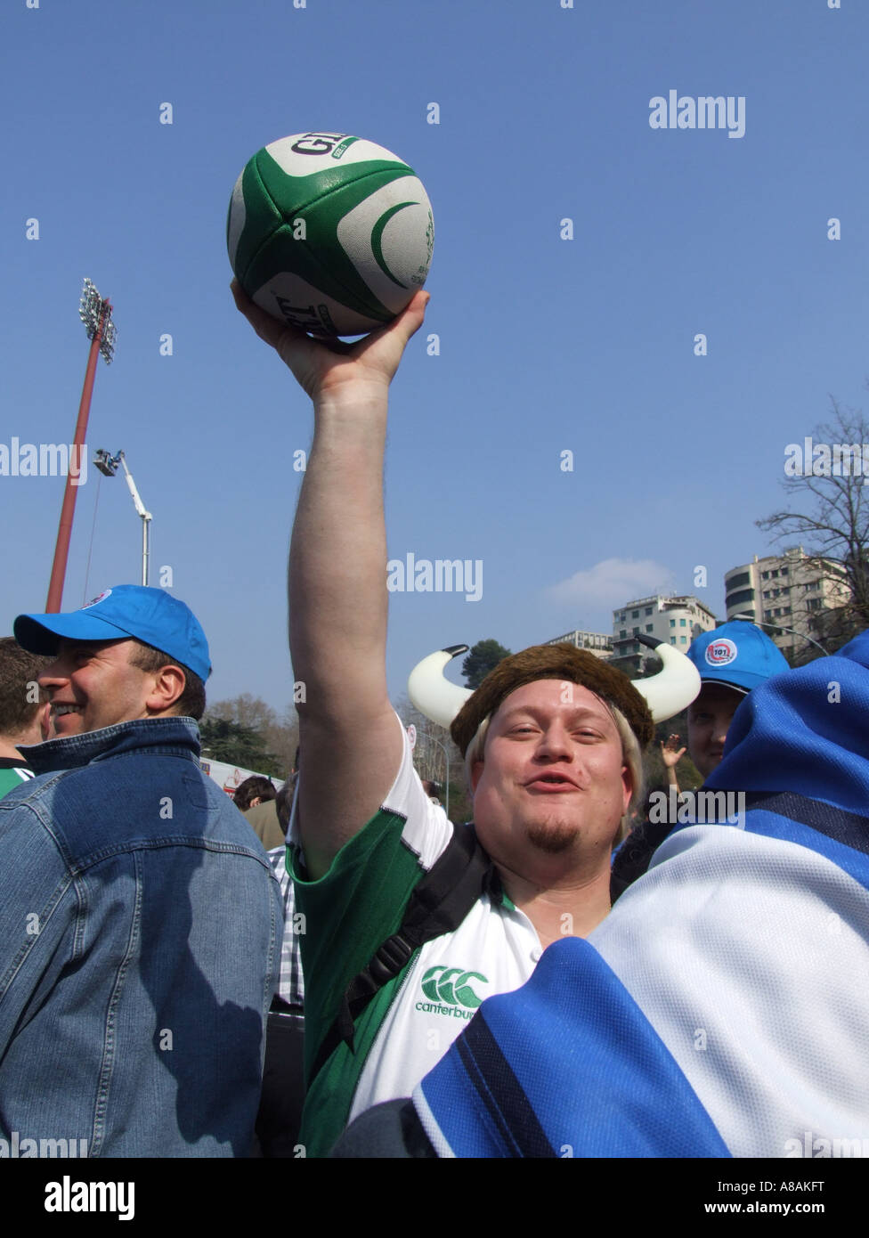 italian rugby fans in rome for the six nations match versus ireland ...