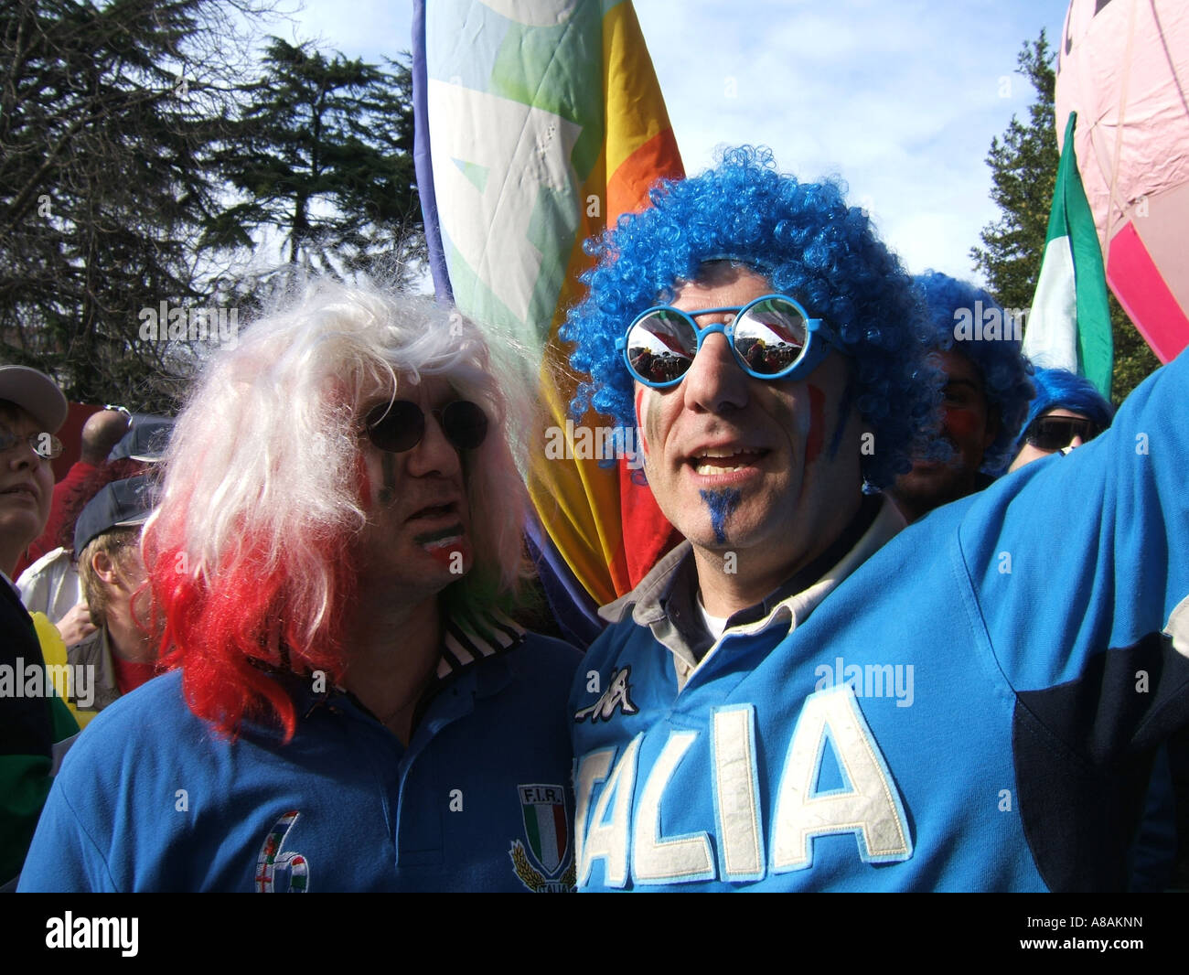 italian rugby fans in rome for the six nations match versus ireland ...