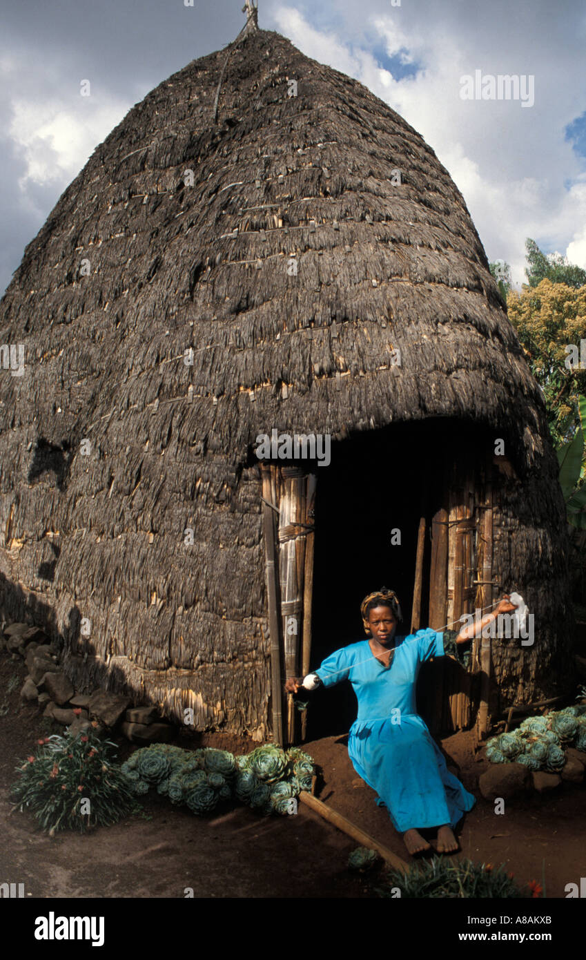 Dorze huts are up to 5m high, Chencha Ethiopia Stock Photo - Alamy