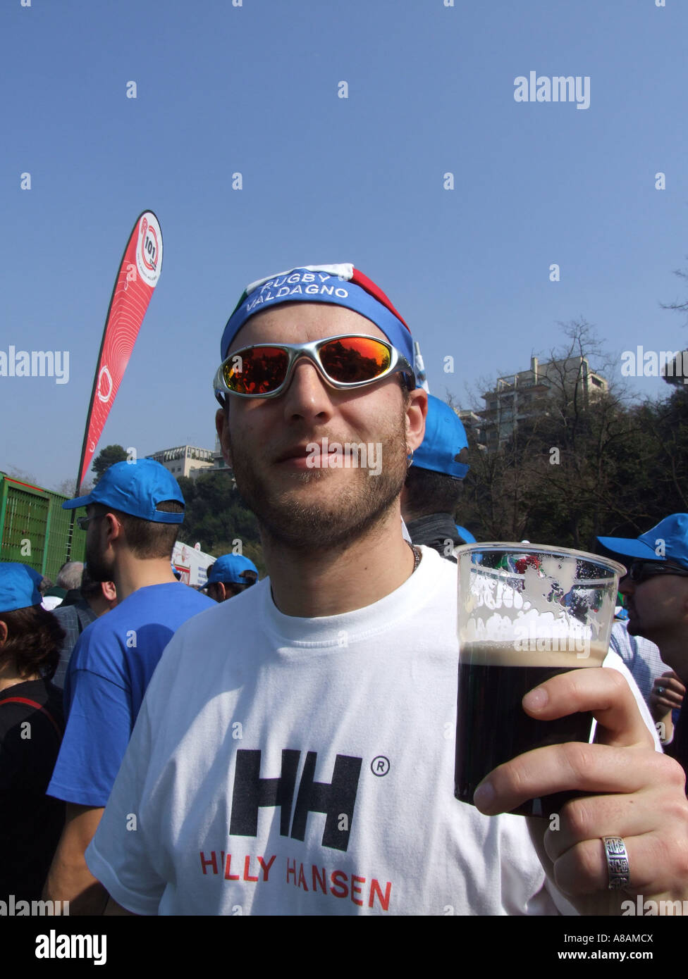 italian rugby fans in rome for the six nations match versus ireland ...