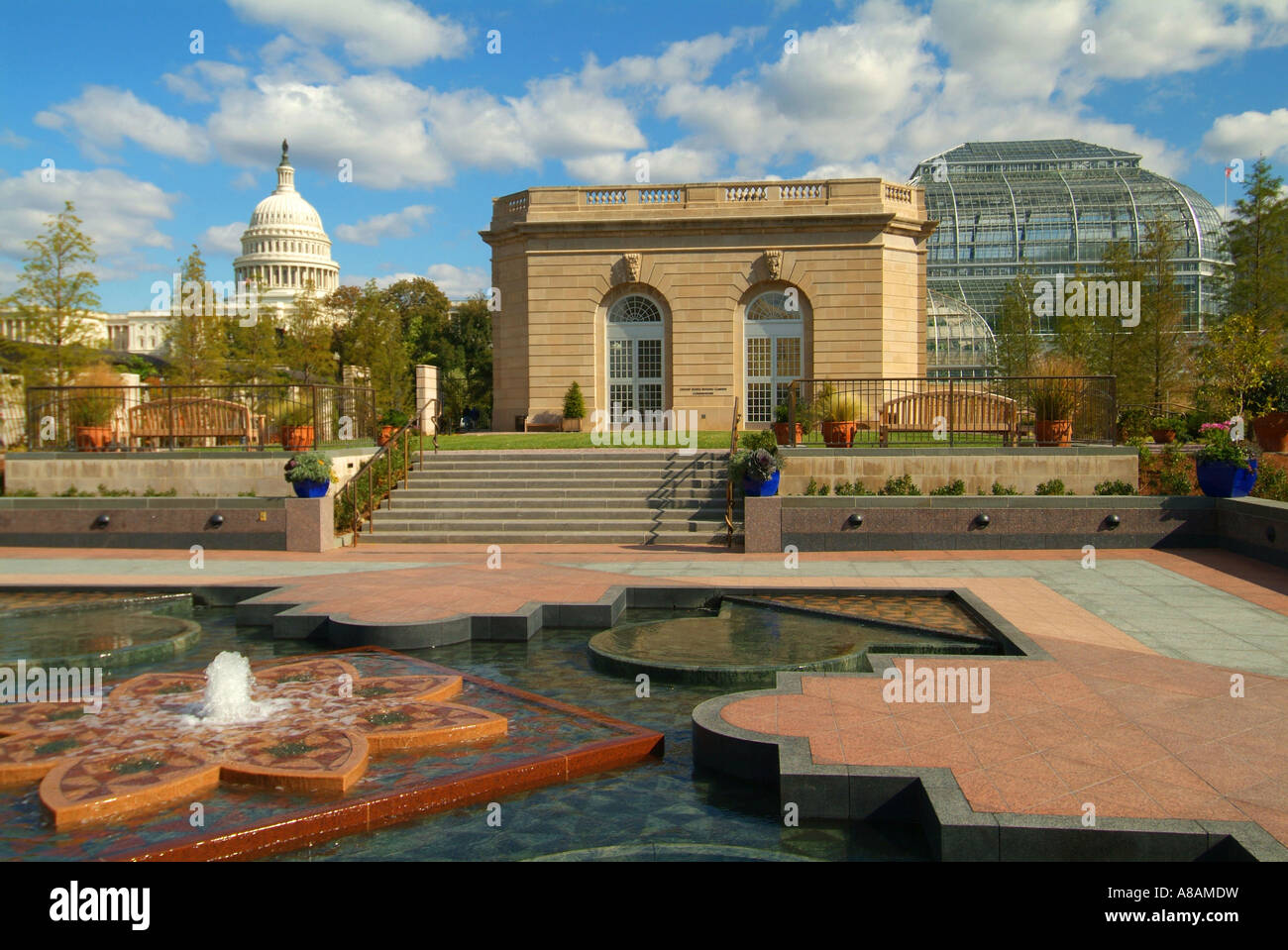USA Washington DC U S Botanic Garden Conservatory and U S Capitol Bldg ...