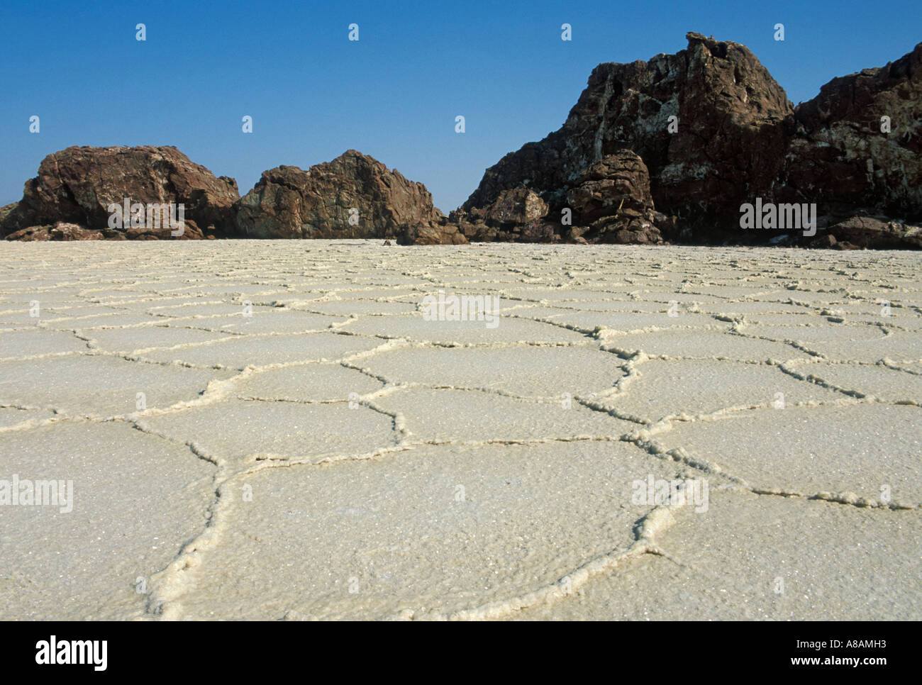 Salt pan where the Afar collect salt, Danakil depression, Ethiopia ...
