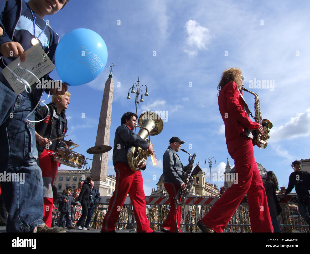 german band playing music in piazza del popolo rome Stock Photo - Alamy