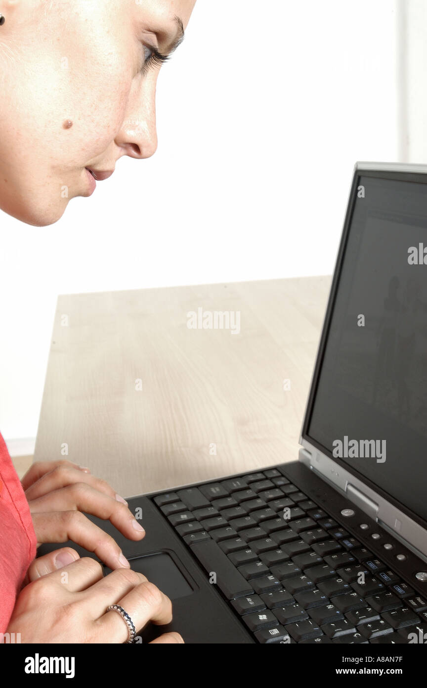 side profile of a working woman Stock Photo - Alamy