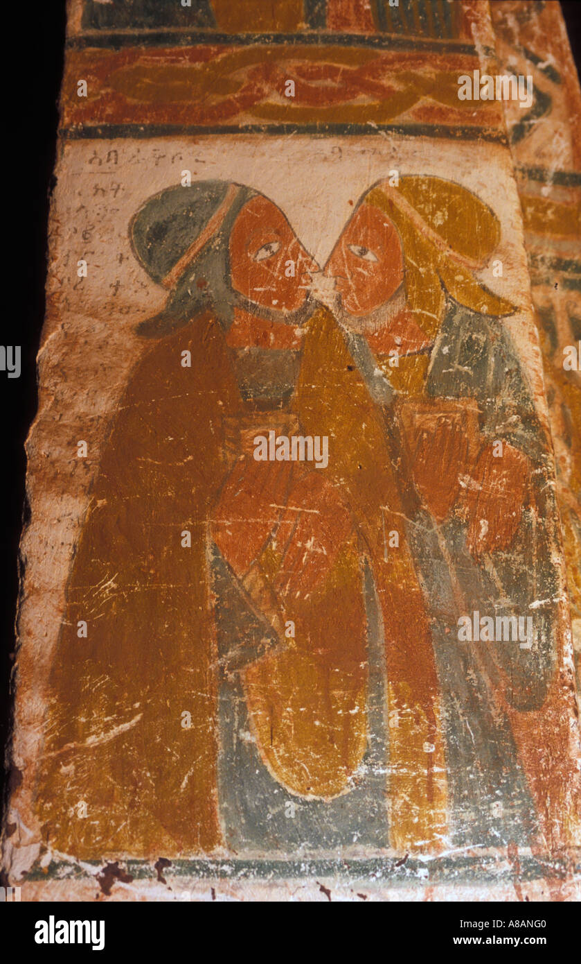 painted pillar in Debre Tsion rock-hewn church , Gheralta , Eastern ...