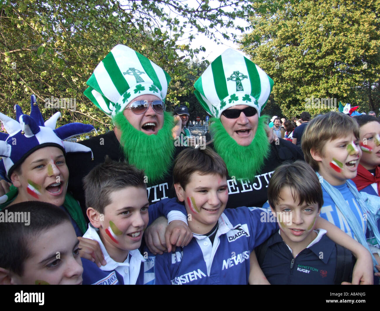 irish rugby fans in rome for the six nations match versus italy Stock ...