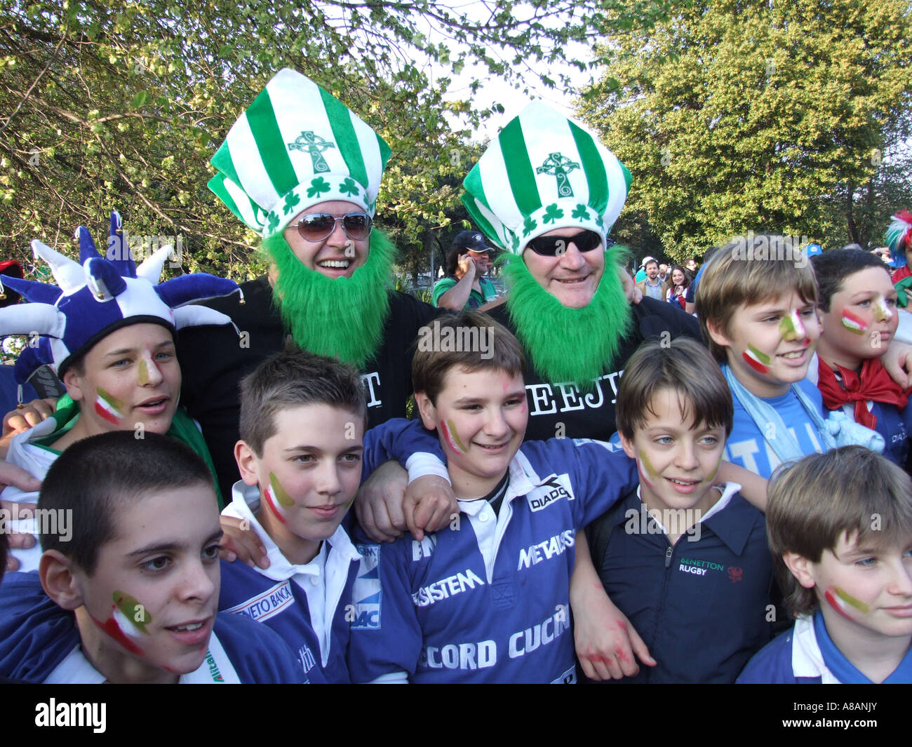 irish rugby fans in rome for the six nations match versus italy Stock ...