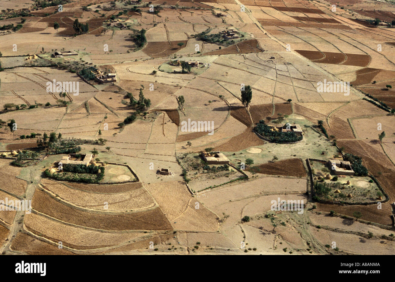view of the fields below Debre Tsion rock-hewn church , Gheralta ...