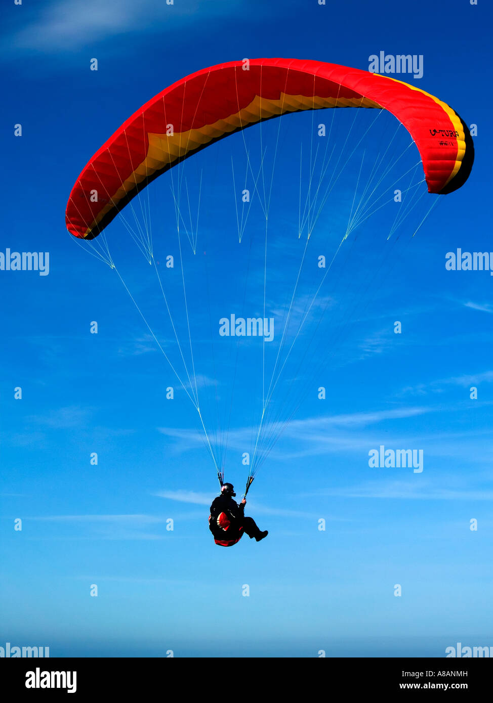 Paraglider flying over the cliffs at Saltburn Cleveland Stock Photo - Alamy