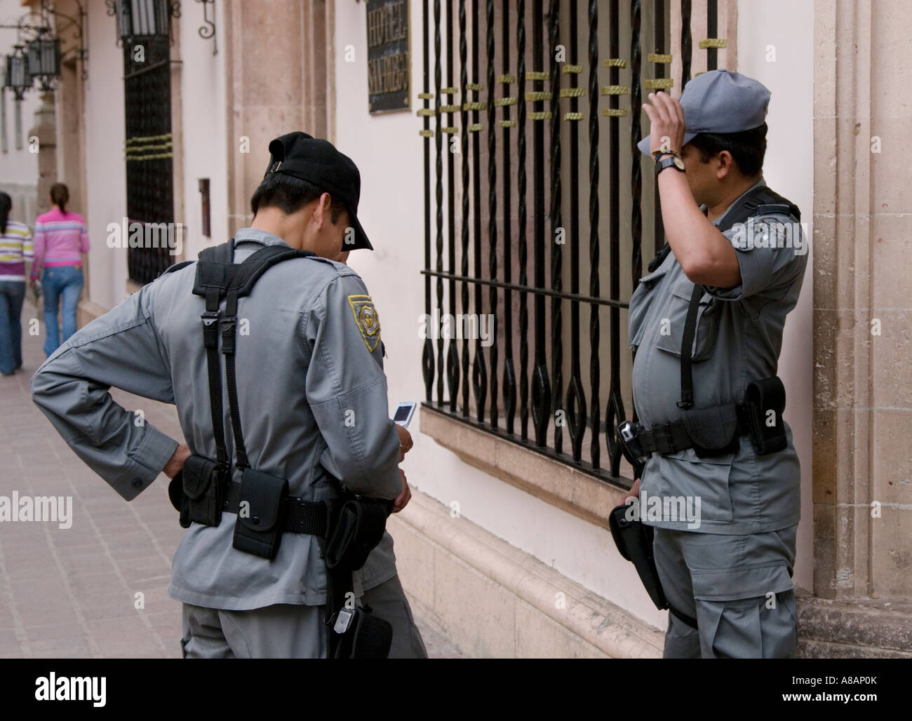 MEXICAN POLICE on the beat during the CERVANTINO FESTIVAL GUANAJUATO ...