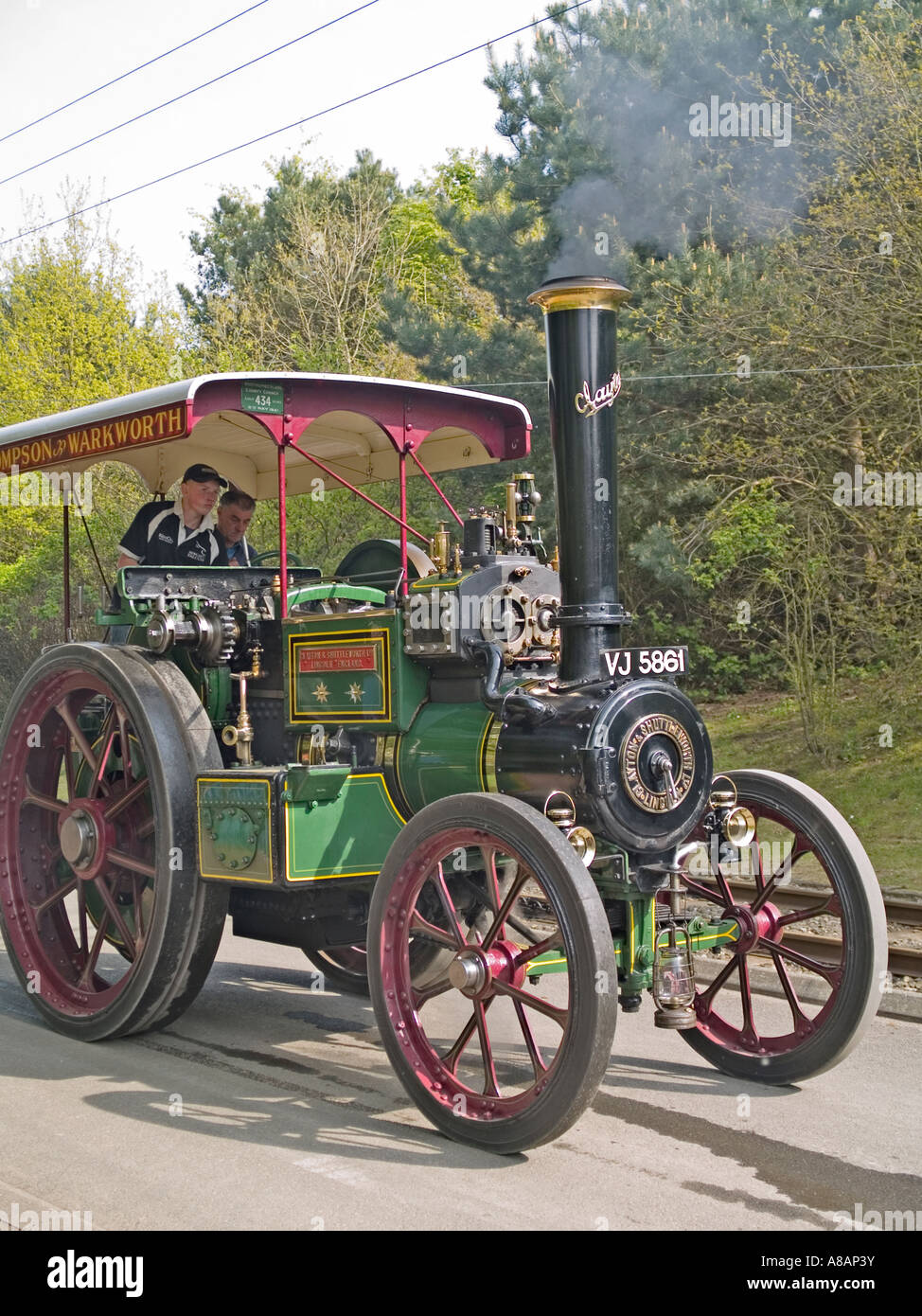 Vintage Clayton Shuttleworth steam traction engine at Beamish museum of ...