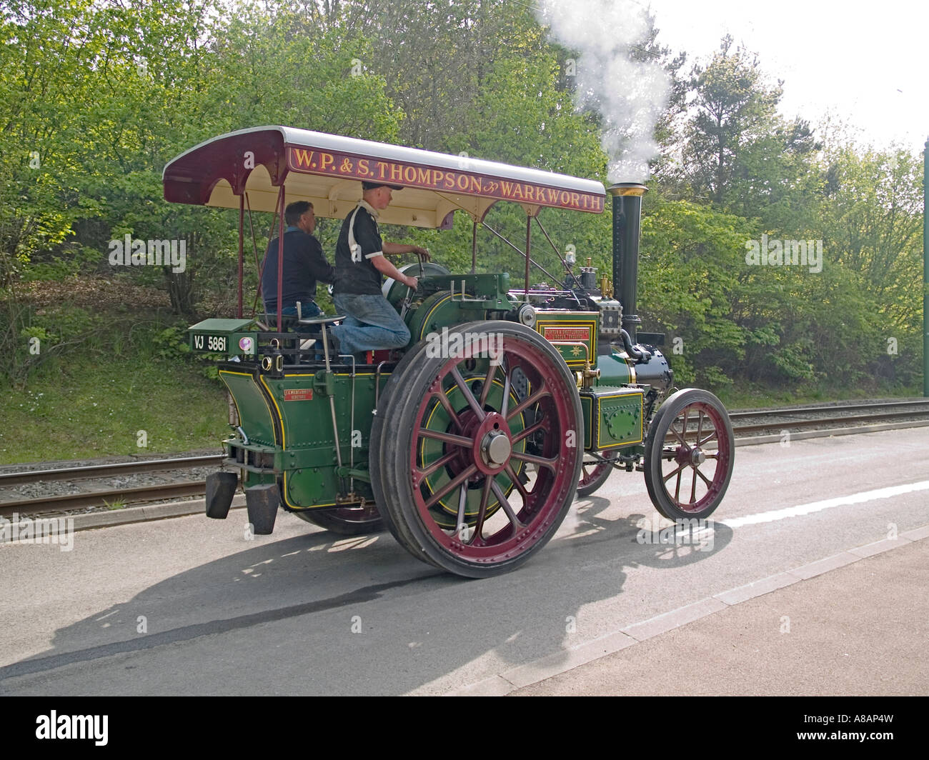 Vintage Clayton Shuttleworth steam traction engine at Beamish museum of ...