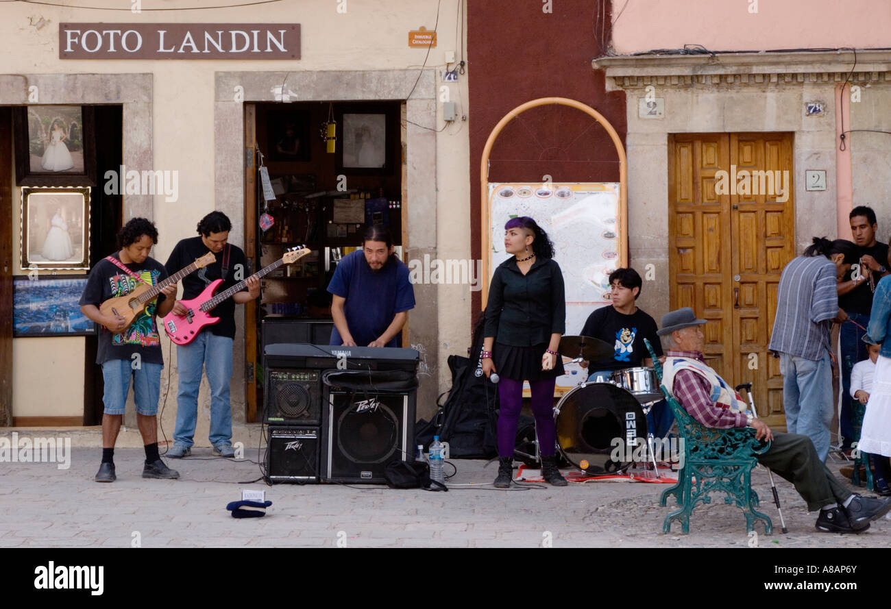 A MEXICAN ROCK BAND preforms during the CERVANTINO FESTIVAL which takes ...