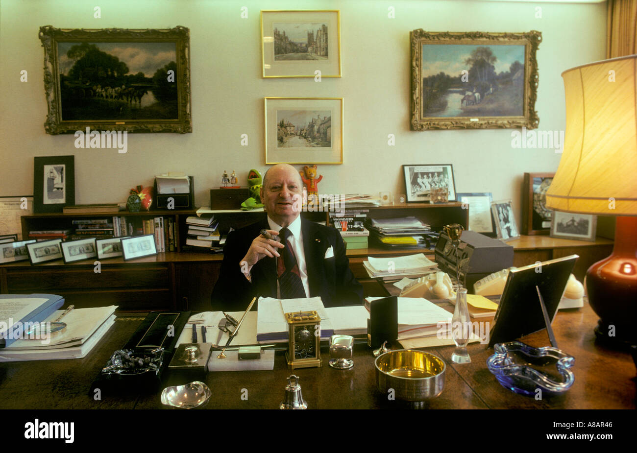 Sir Lew Grade television film and television producer in his office ...
