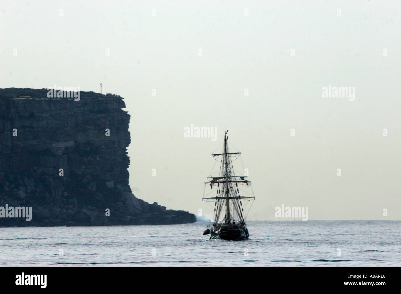 Sailing ship with North head Sydney Australia Stock Photo - Alamy