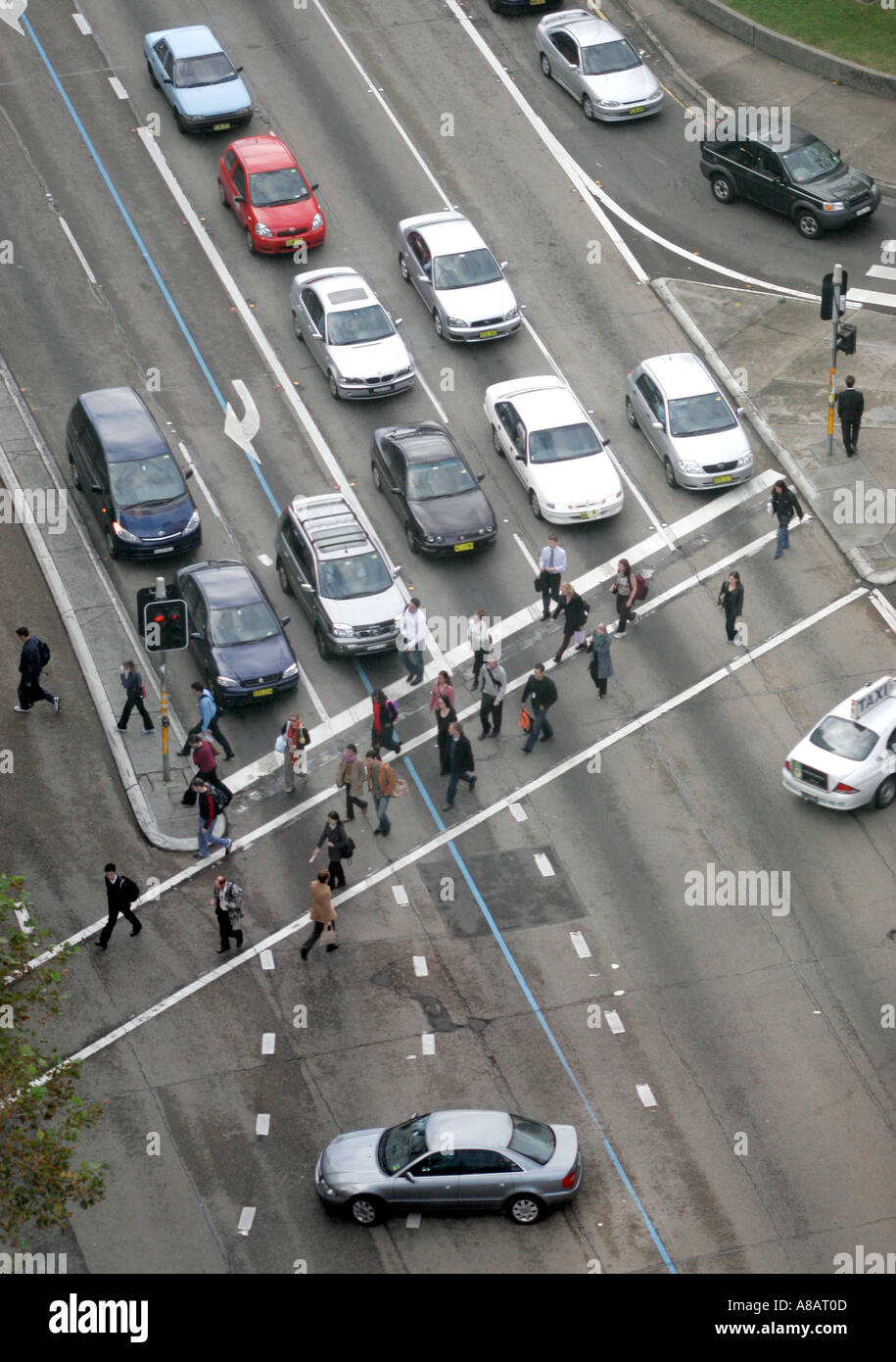 Aerial view of Pedestrians and cars Stock Photo - Alamy