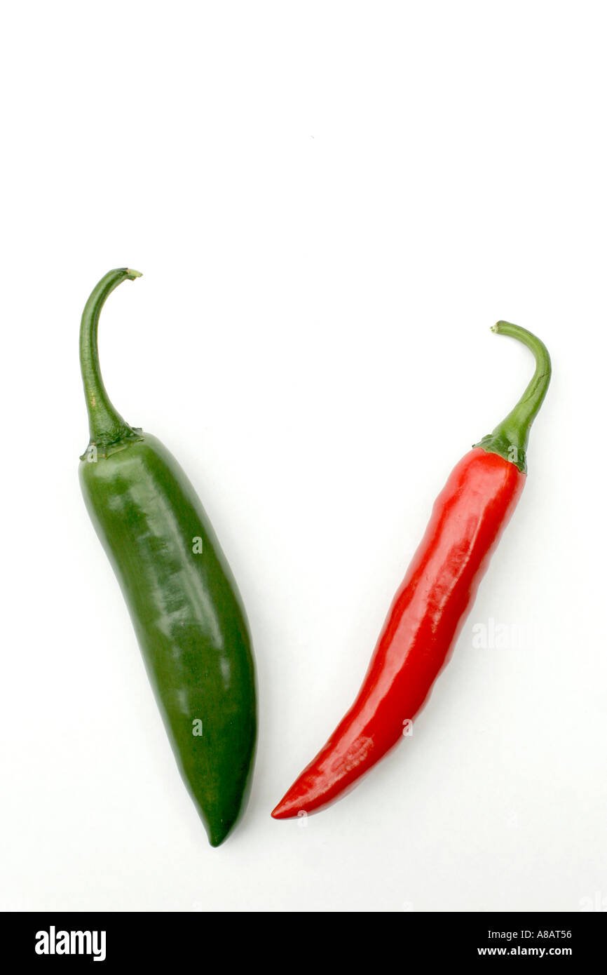 Red and Green Chilli together Stock Photo - Alamy