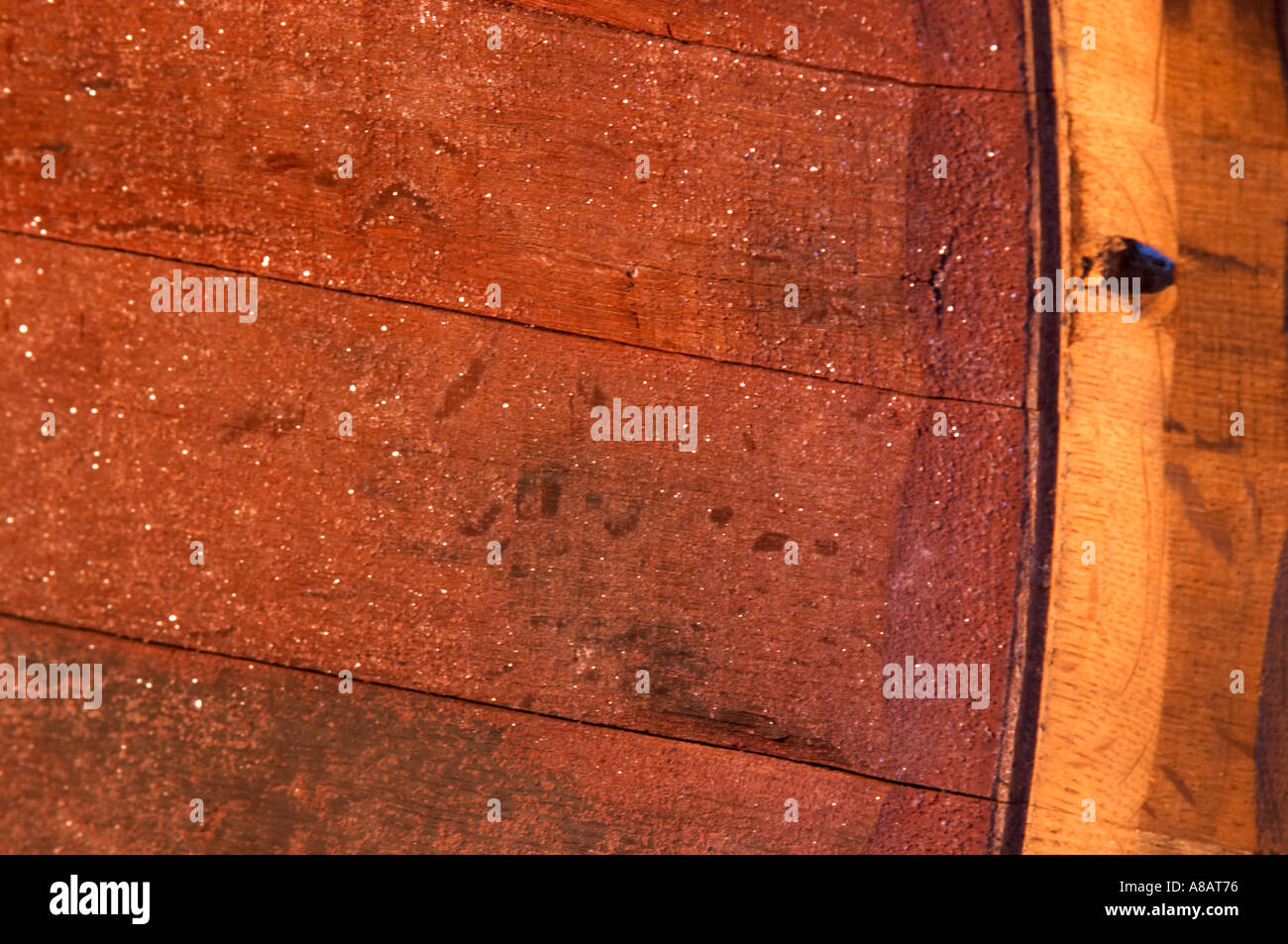The inside of a barrique barrel that shows how crystals have deposited ...