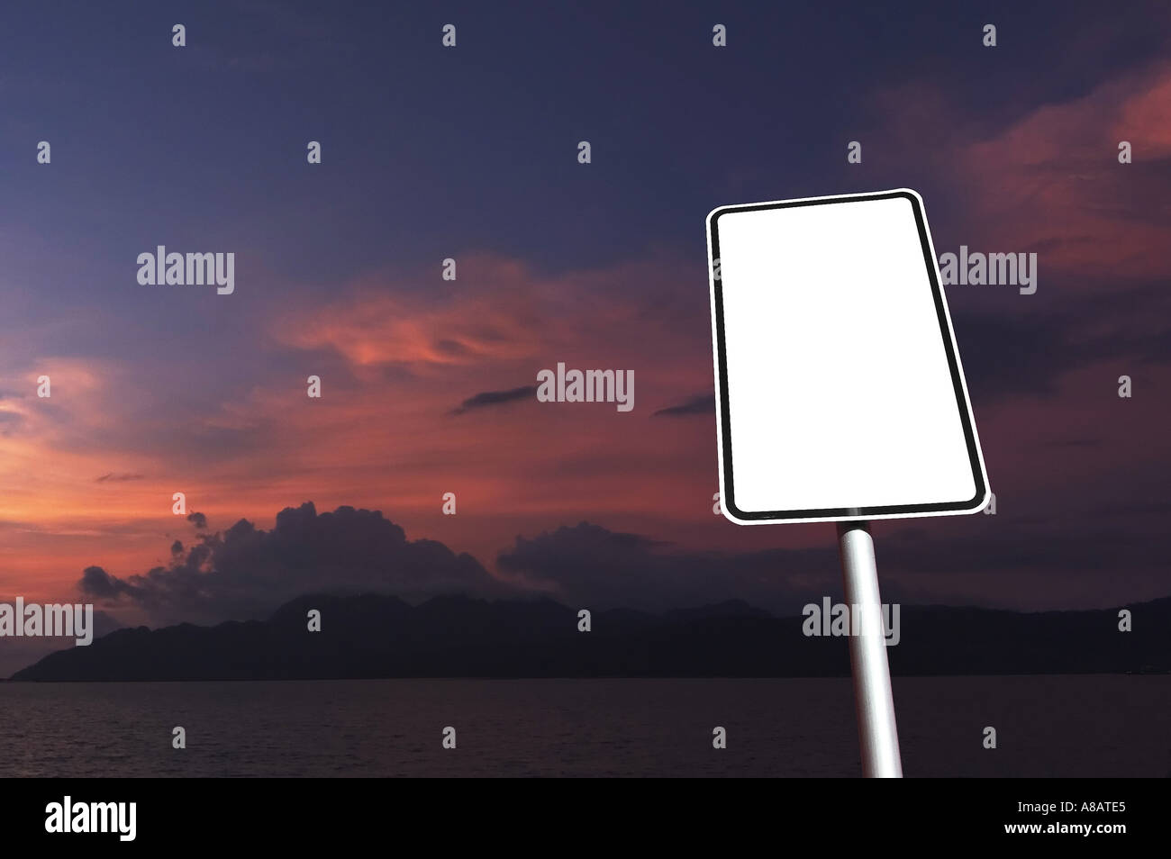 Plain white signboard against sunset sky Stock Photo - Alamy