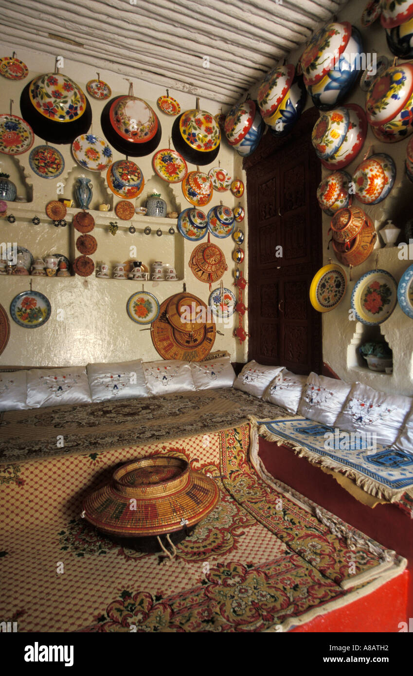 Traditional Harari home with Harer baskets and bowls on the walls ...