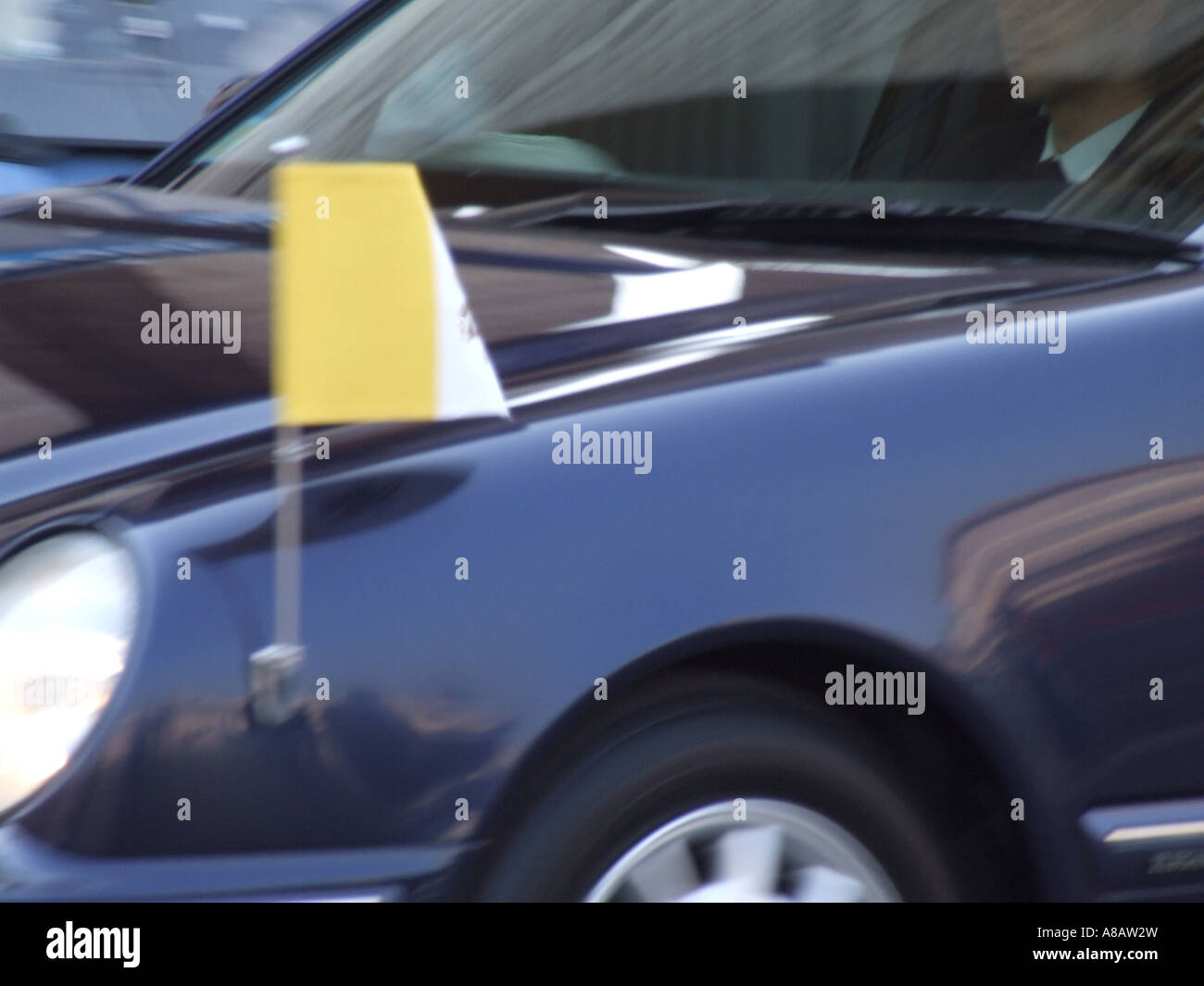 car with vatican city flag banner in rome italy Stock Photo - Alamy