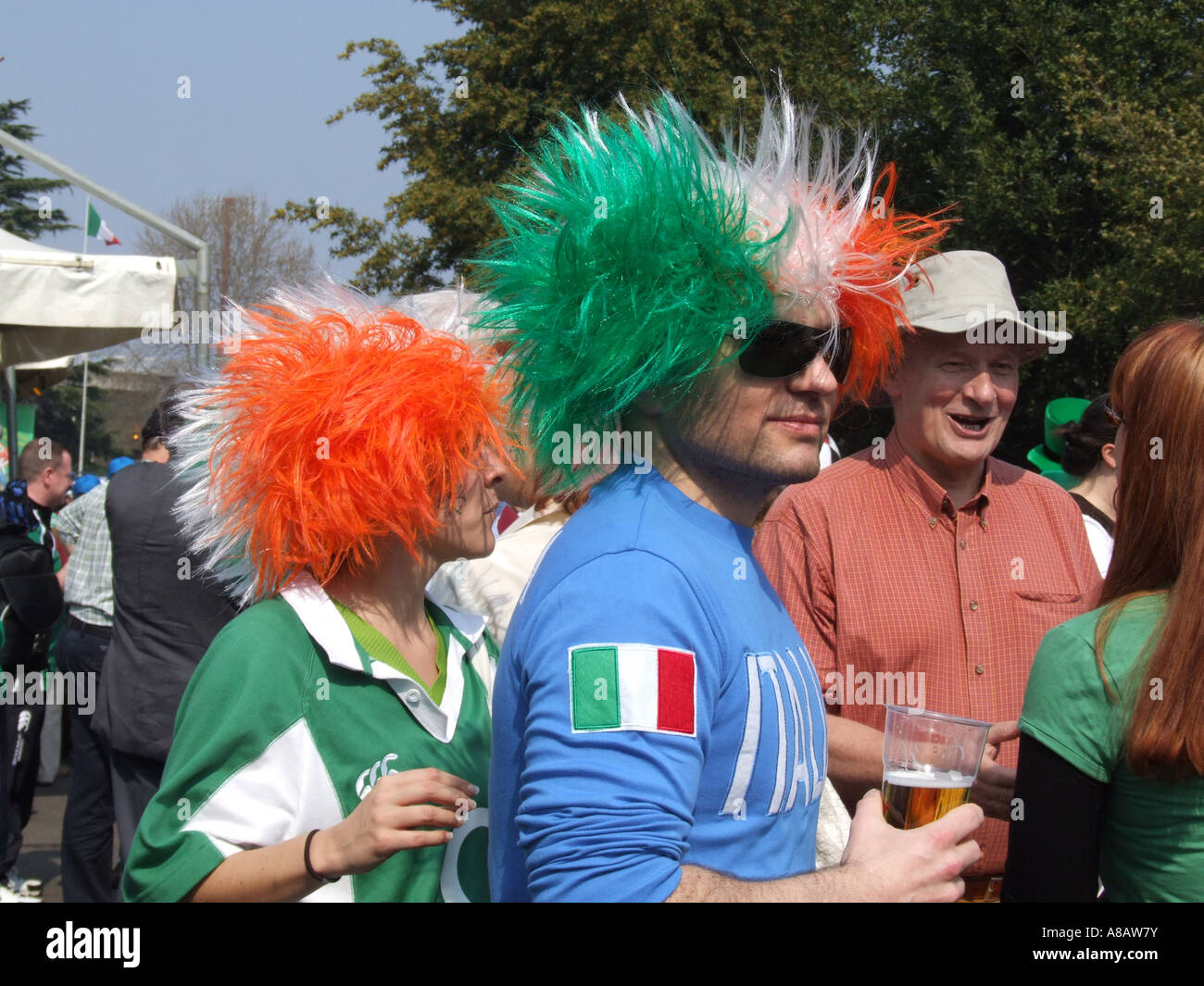 italian rugby fans in rome for the six nations match versus ireland ...