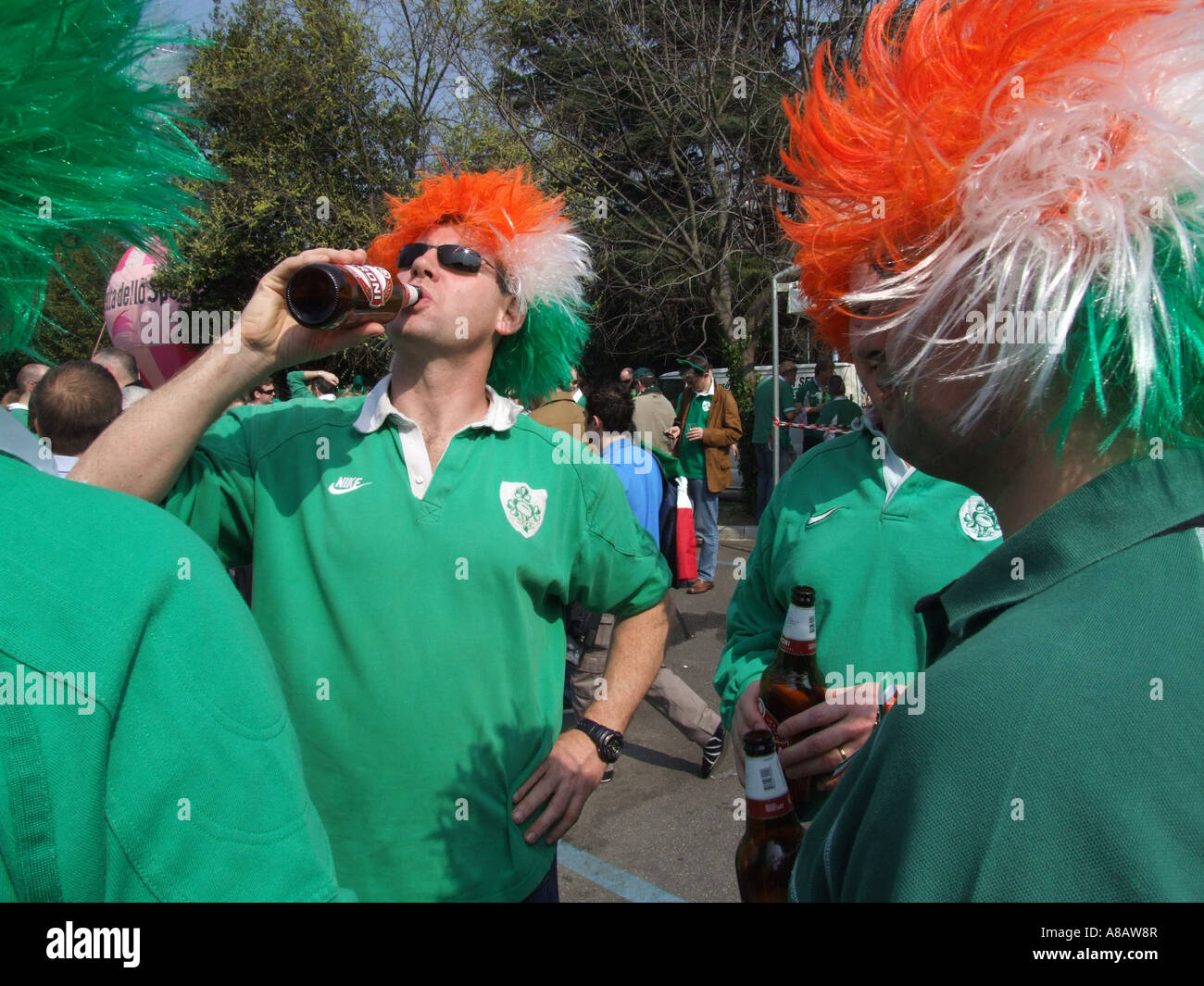 irish rugby fans in rome for the six nations match versus italy Stock ...
