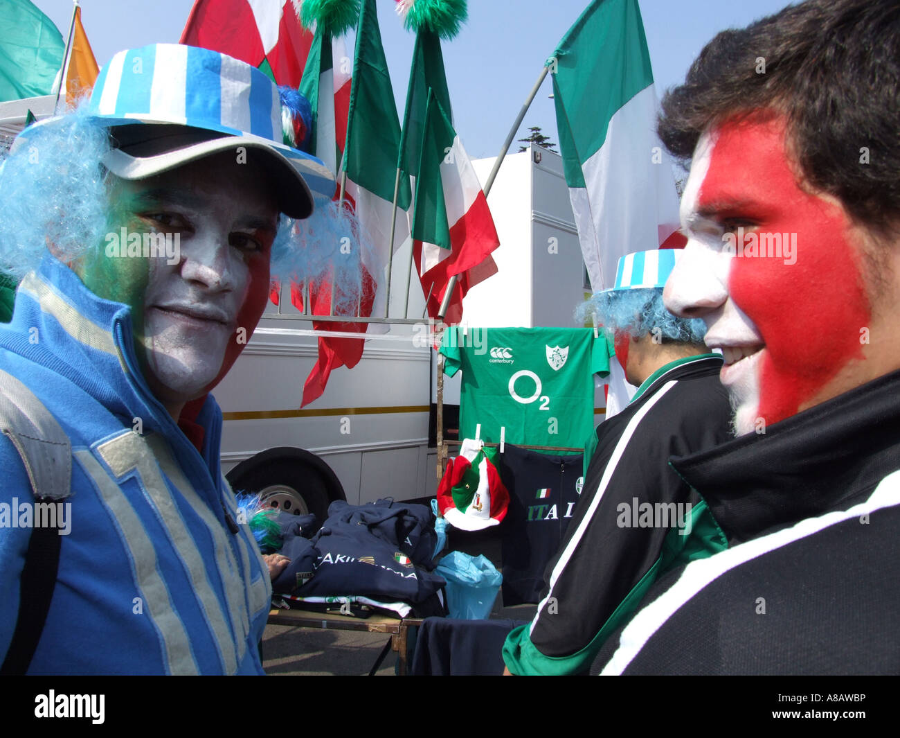 italian rugby fans in rome for the six nations match versus ireland ...