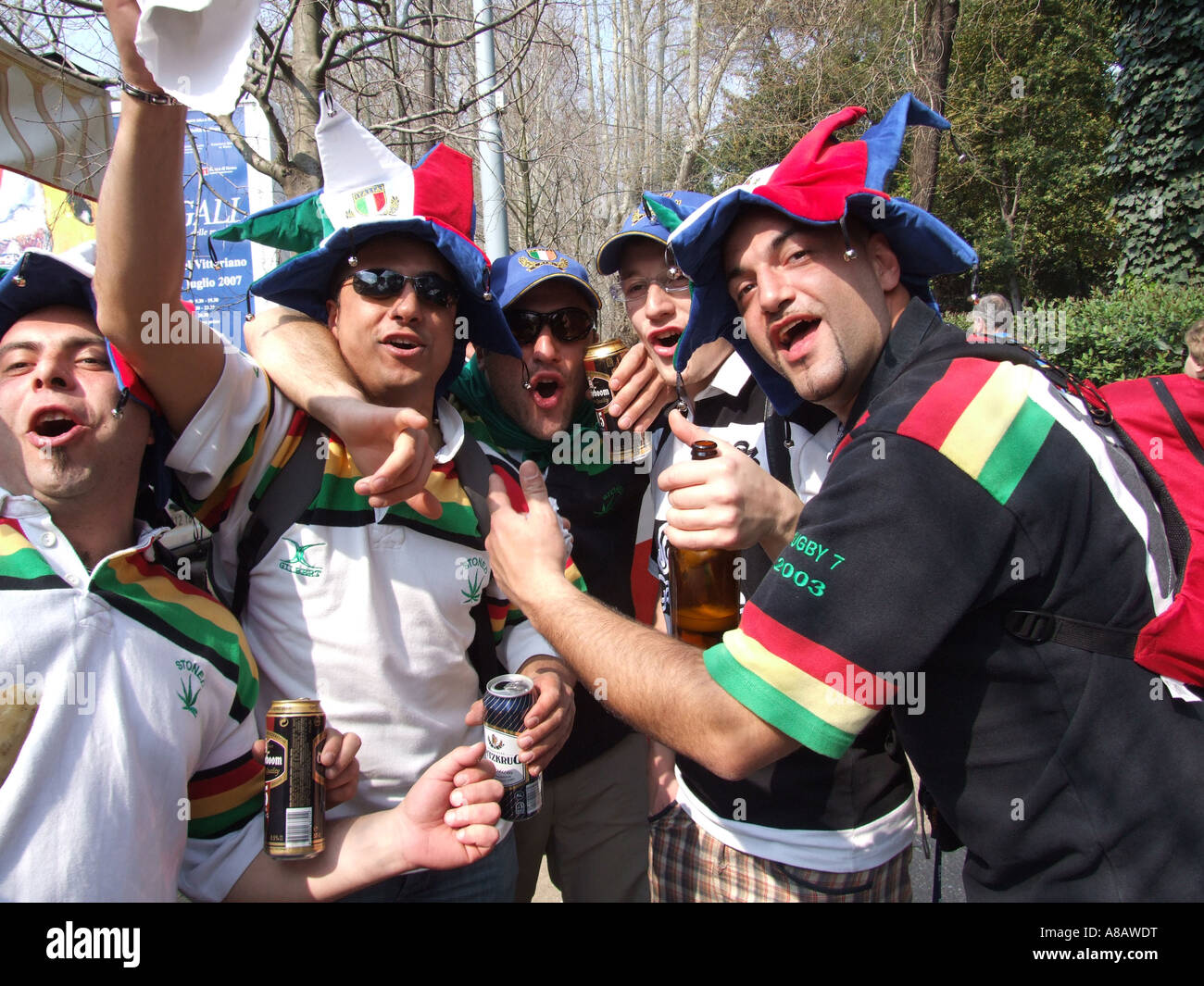 italian rugby fans in rome for the six nations match versus ireland ...