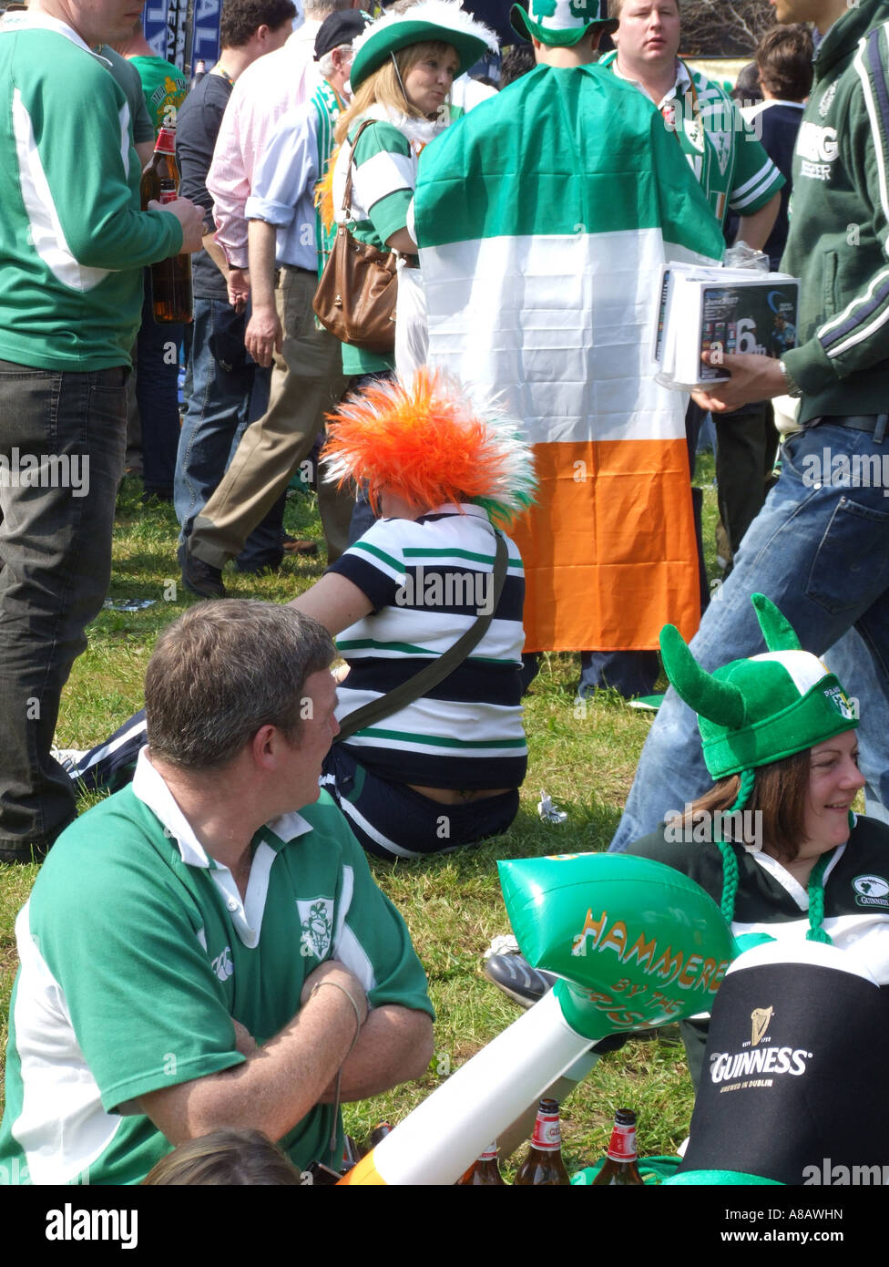 irish rugby fans in rome for the six nations match versus italy Stock ...