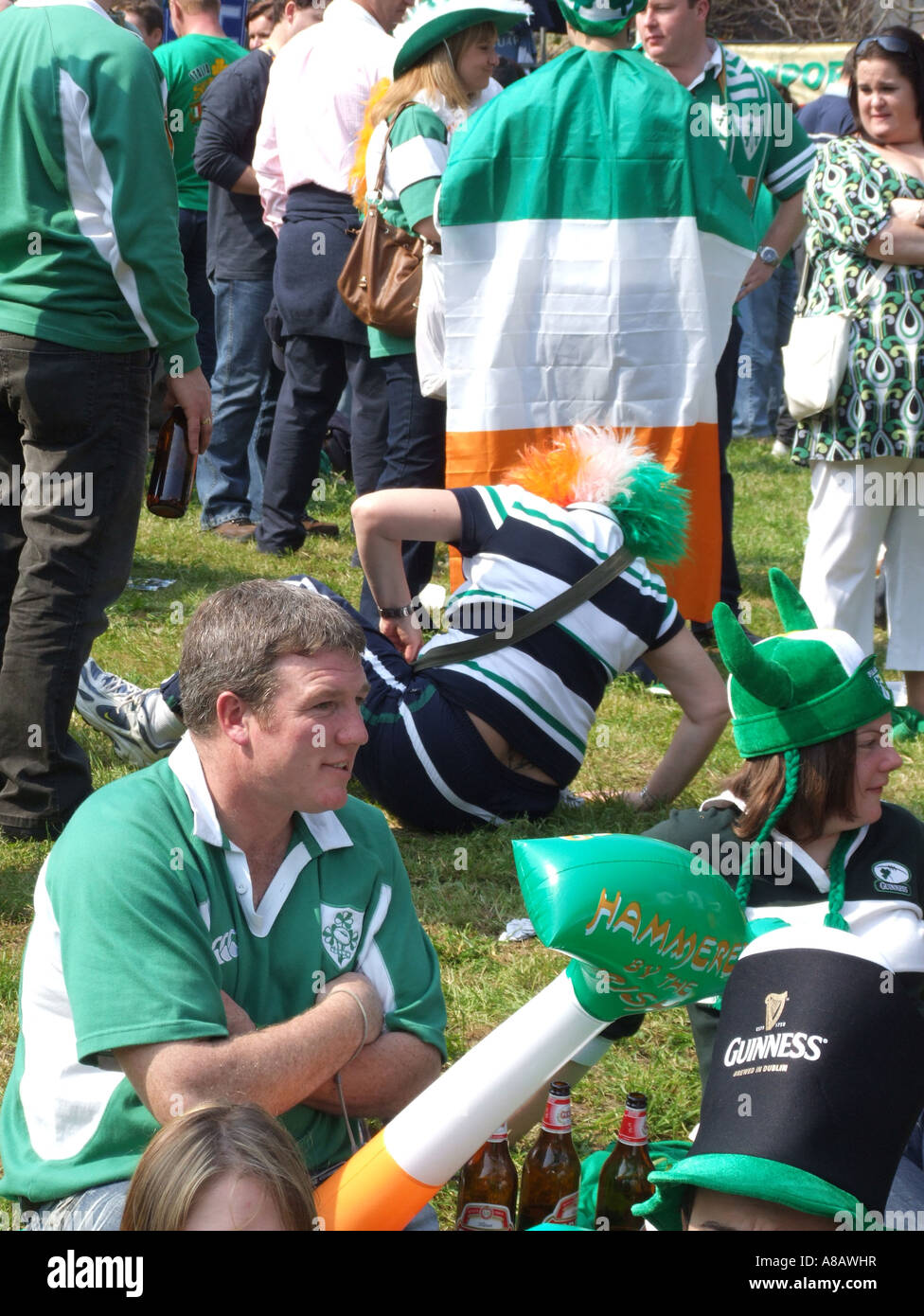 irish rugby fans in rome for the six nations match versus italy Stock ...