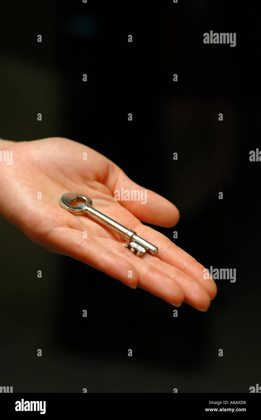 Hand holding a key Stock Photo - Alamy