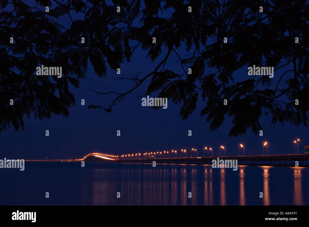Penang Bridge at night in Penang Malaysia Asia Stock Photo - Alamy