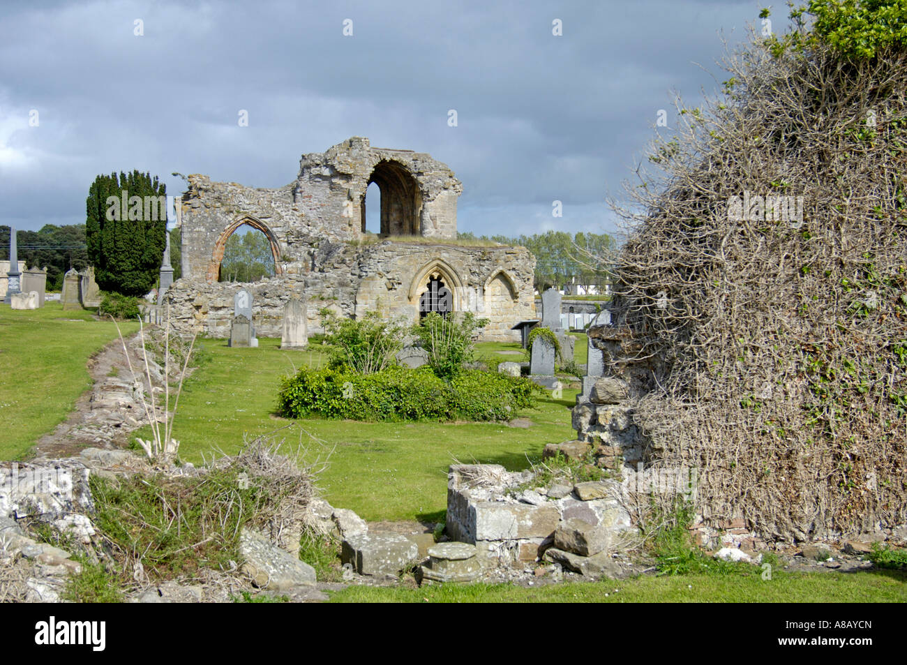 Kinloss Abbey Ruins Stock Photo - Alamy