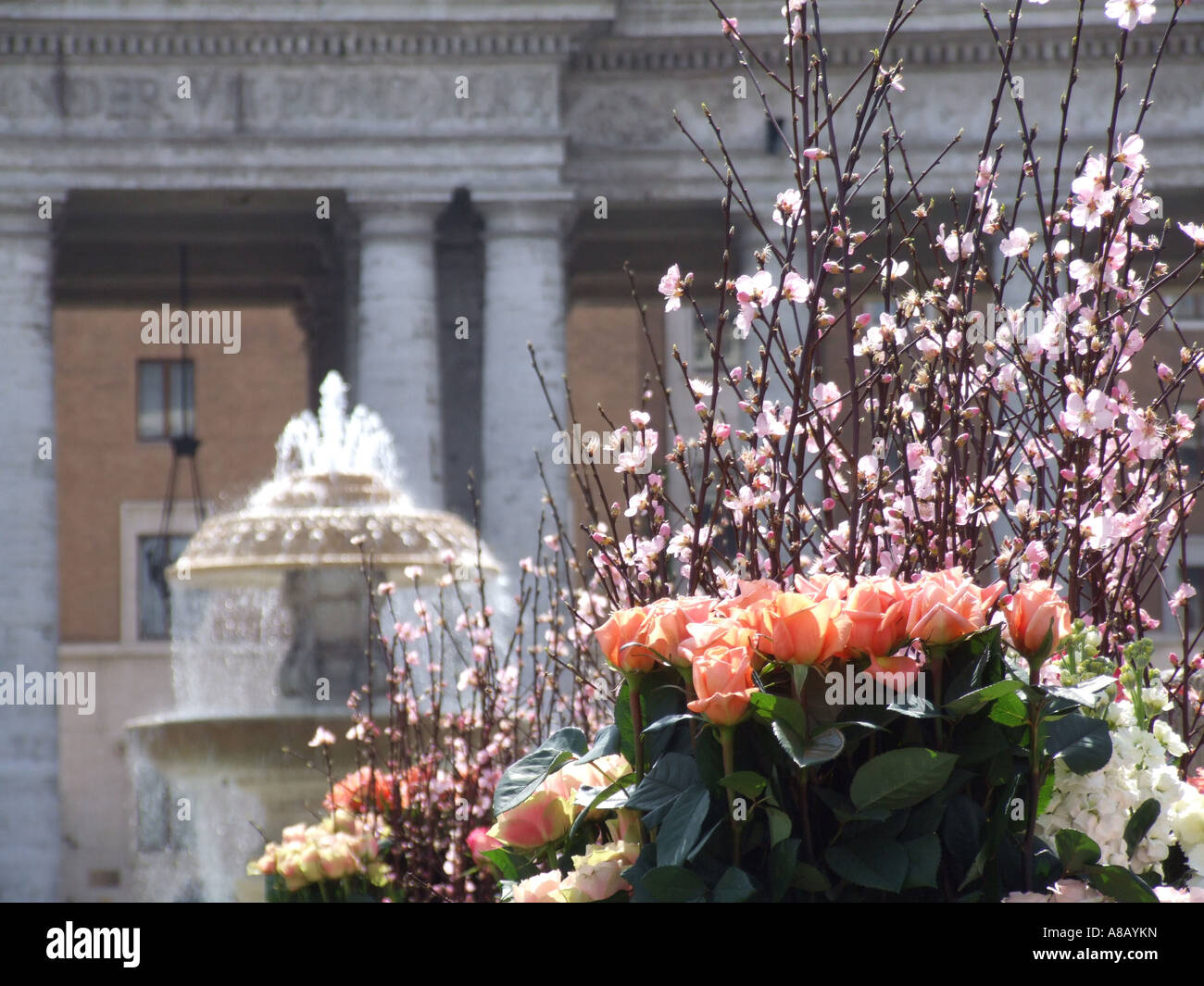 floral arrangement at easter in the vatican rome Stock Photo - Alamy