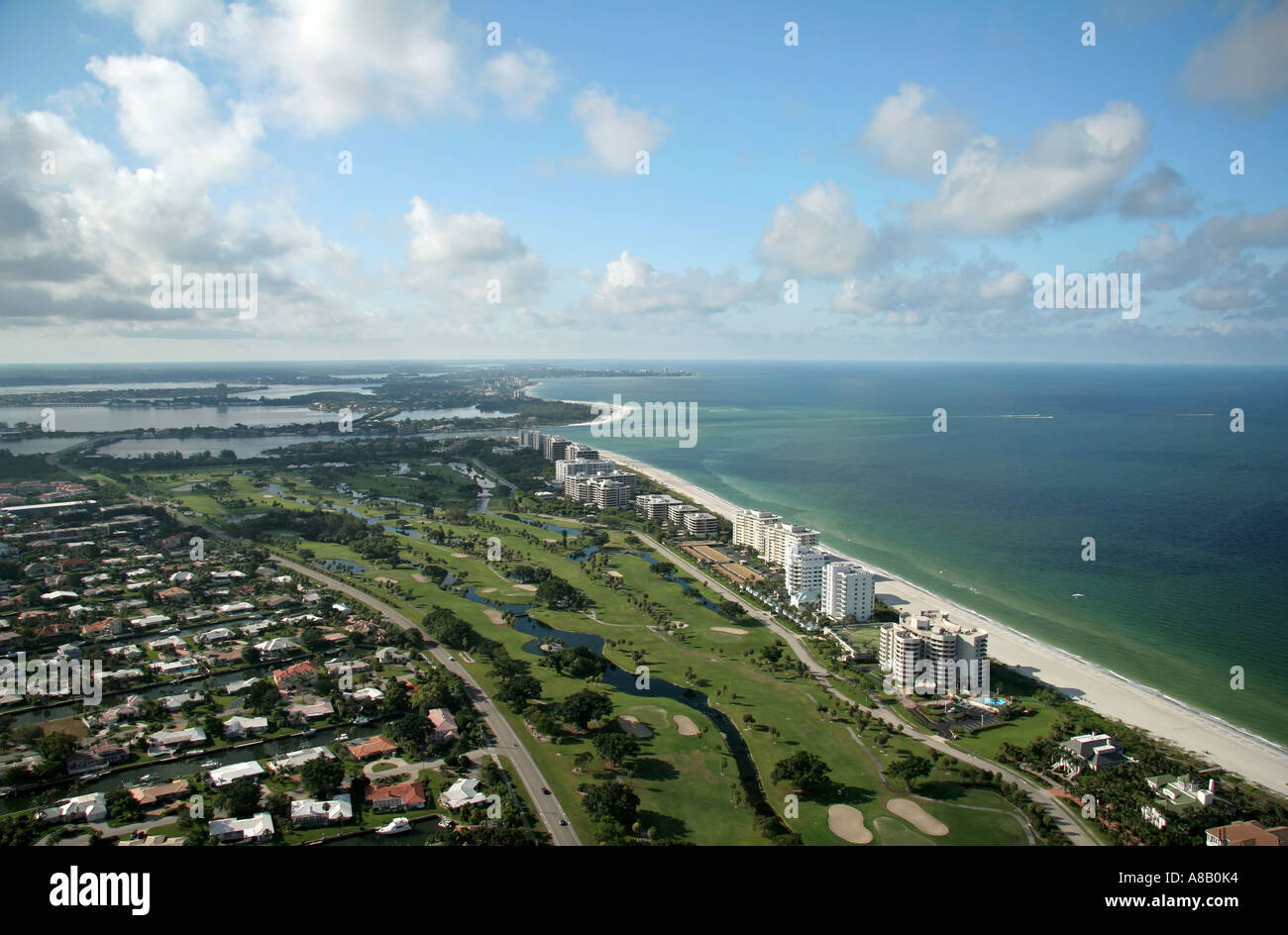 Aerial view of Longboat Key, New Pass, Lido Key, Sarasota, Florida ...