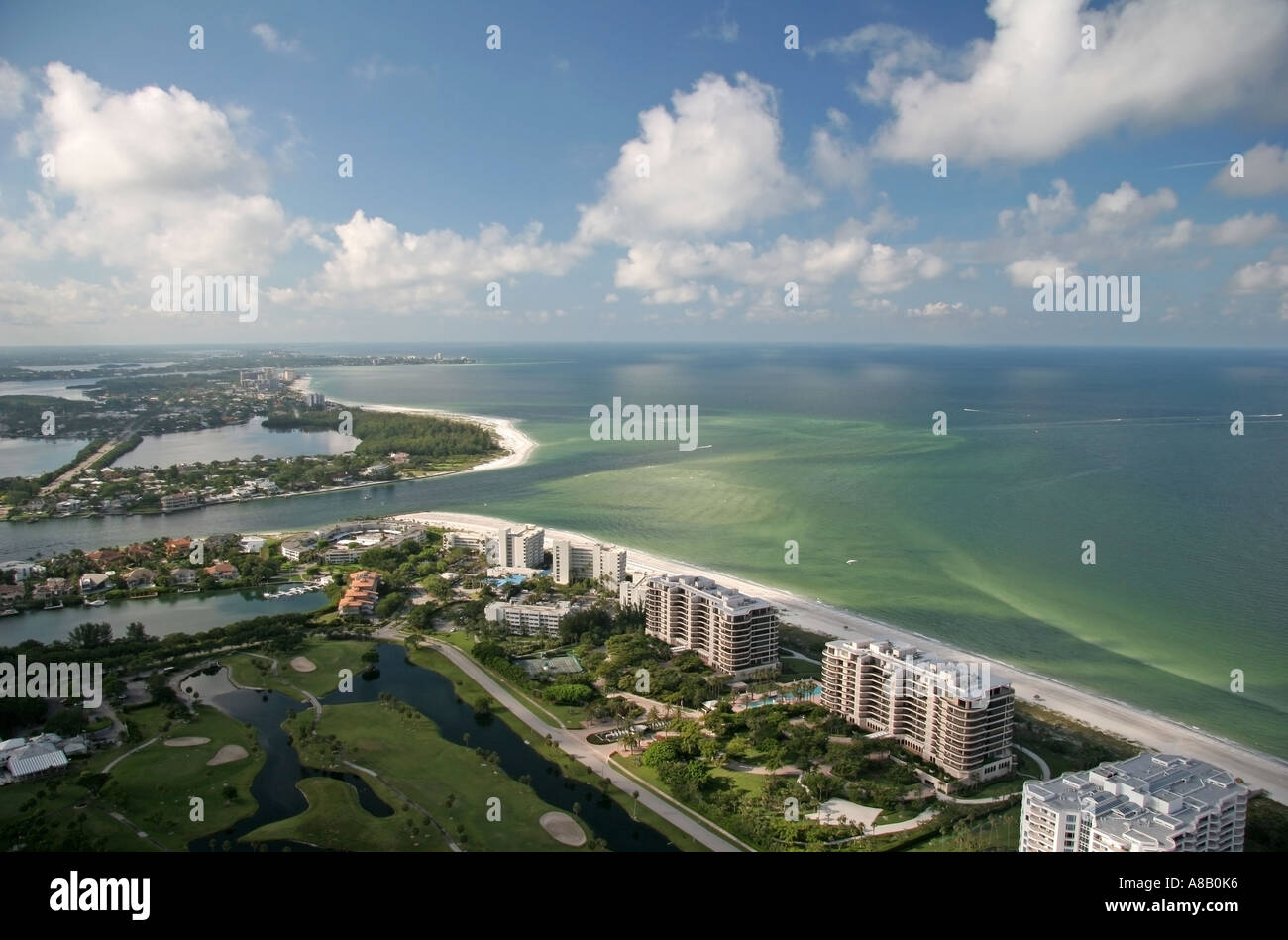 Aerial view of Longboat Key, New Pass, Lido Key, Sarasota, Florida ...