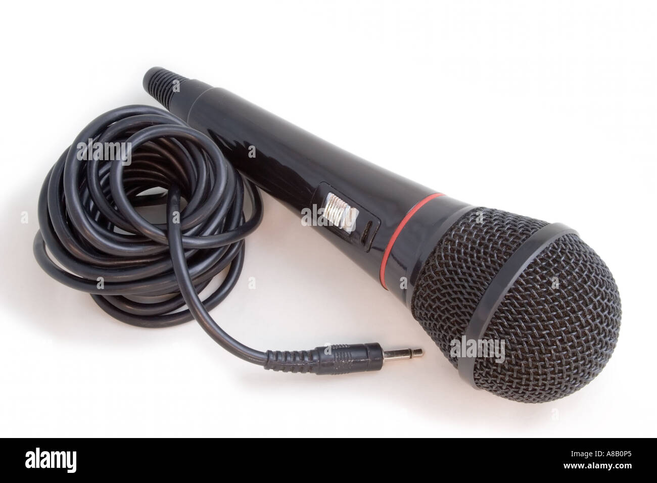 Microphone with wire on white background Stock Photo - Alamy