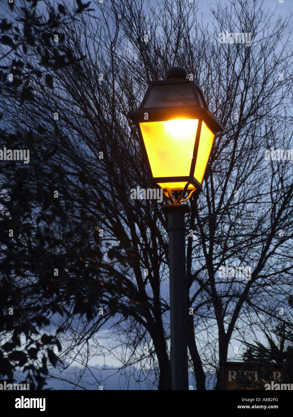 one street lamp at night Stock Photo - Alamy