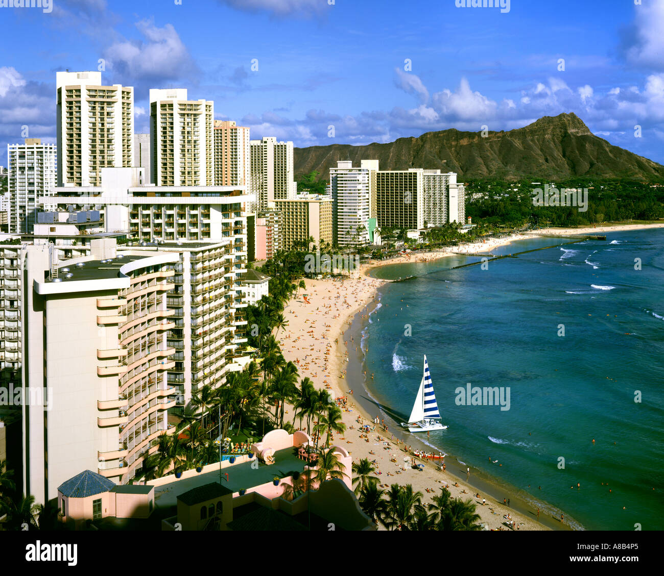 Aerial view hawaiian palm beach hi-res stock photography and images - Alamy
